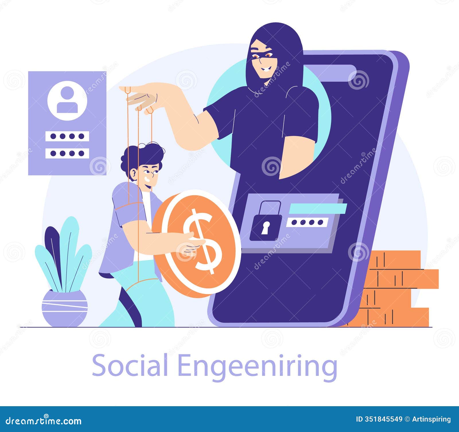 Cybercrime. Flat Vector Illustration Stock Illustration - Illustration ...