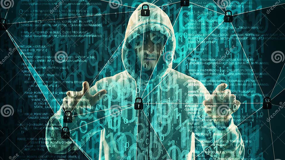 Cybercrime Cyber Threat, Binary Bots Attack Stock Image - Image of tech ...