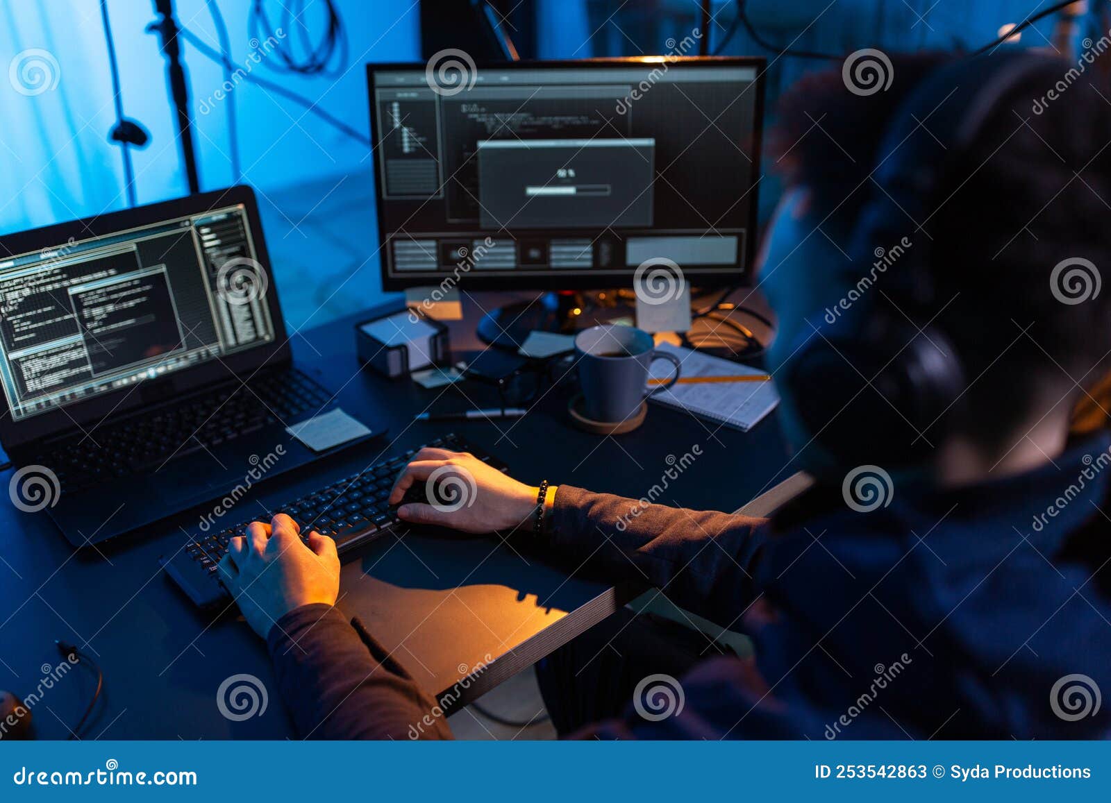 Hacker Using Computer Virus for Cyber Attack Stock Image - Image of ...