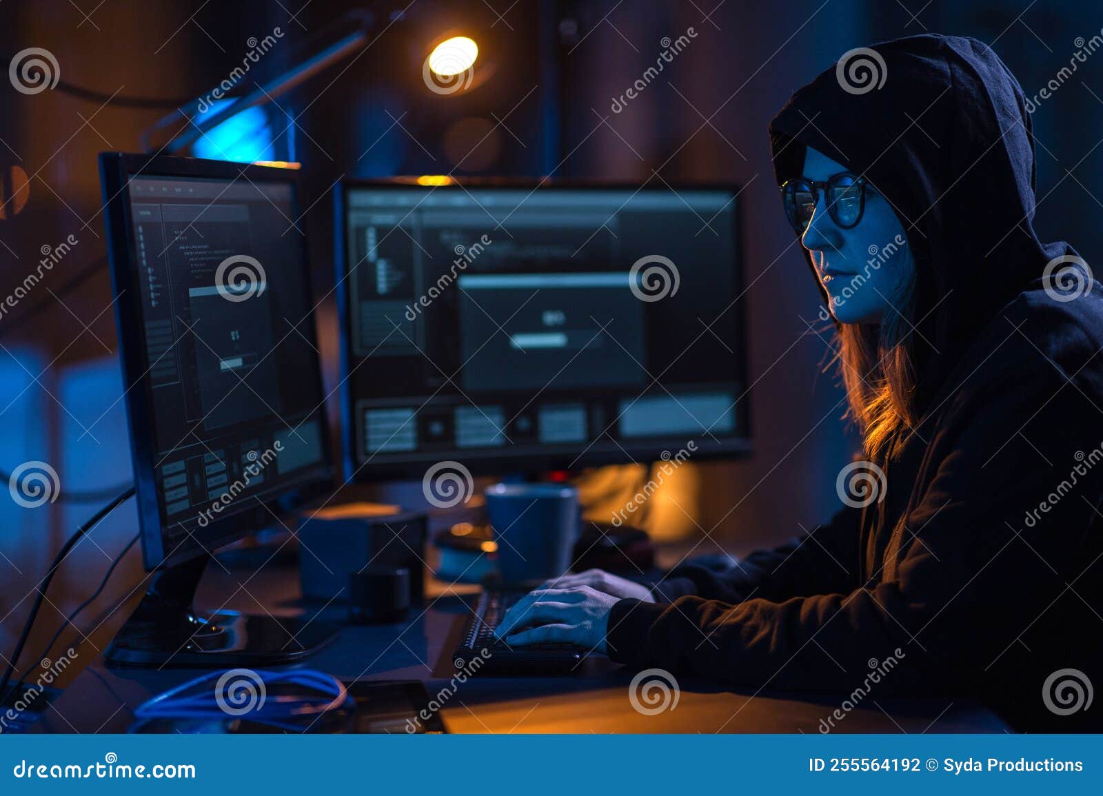 Hacker Using Computer Virus for Cyber Attack Stock Photo - Image of ...