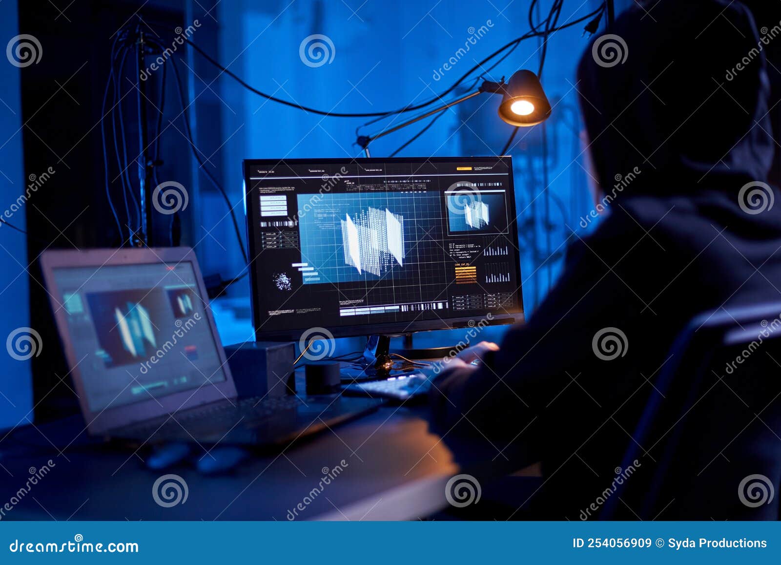 Programmer Working With 3d Graphics On Computer Stock Image Image Of Programmer Hacking