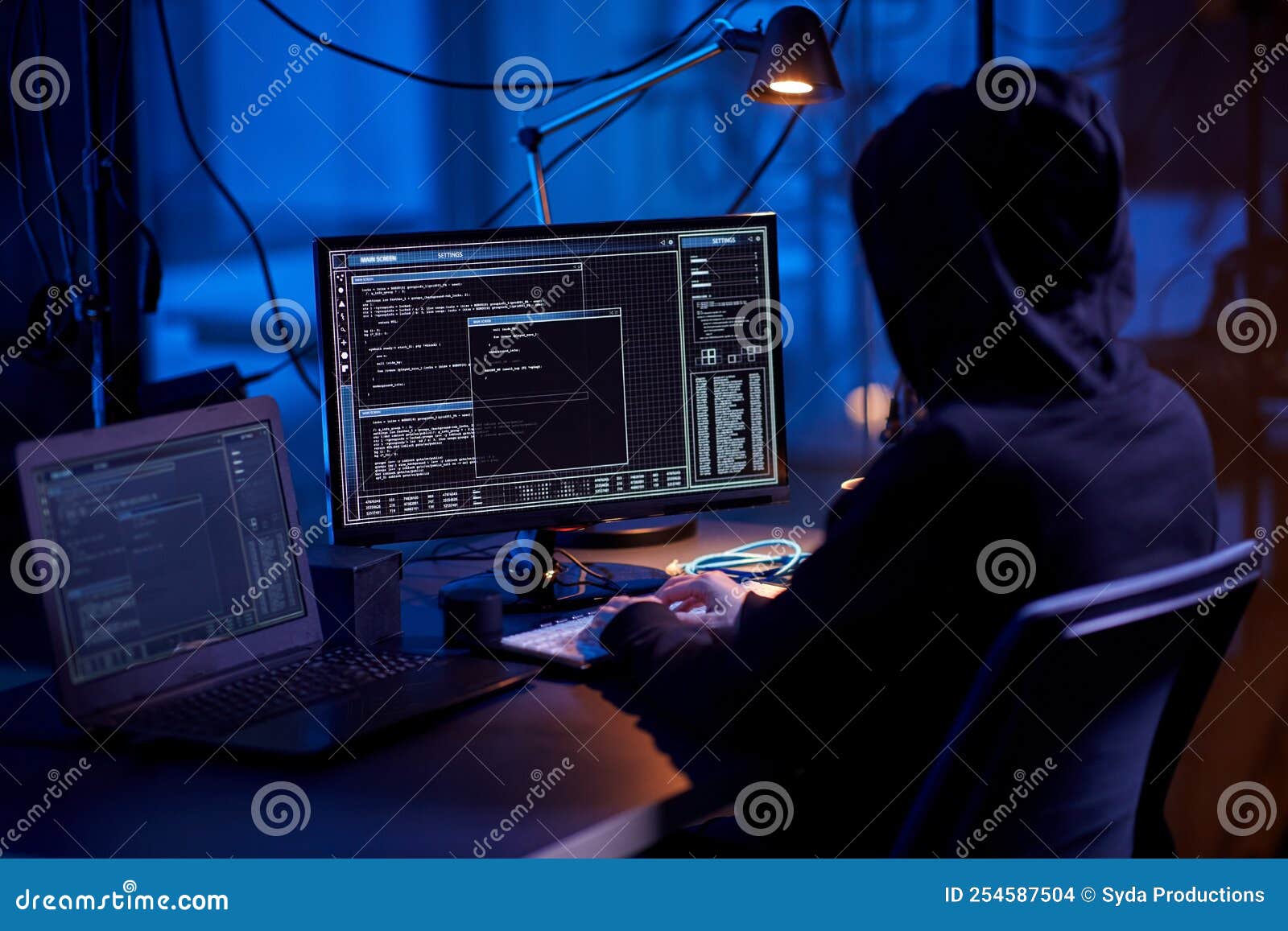 Hacker Using Computer Virus for Cyber Attack Stock Photo - Image of dark, code: 254587504