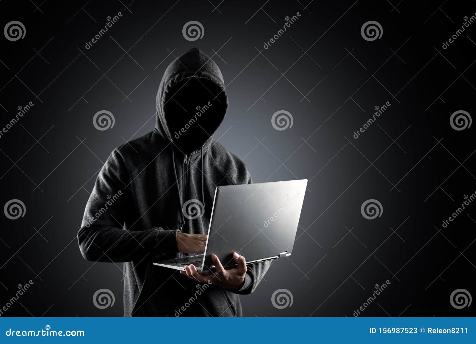 Cybercrime, Hacking And Technology Crime - Male Hacker In Dark Room ...
