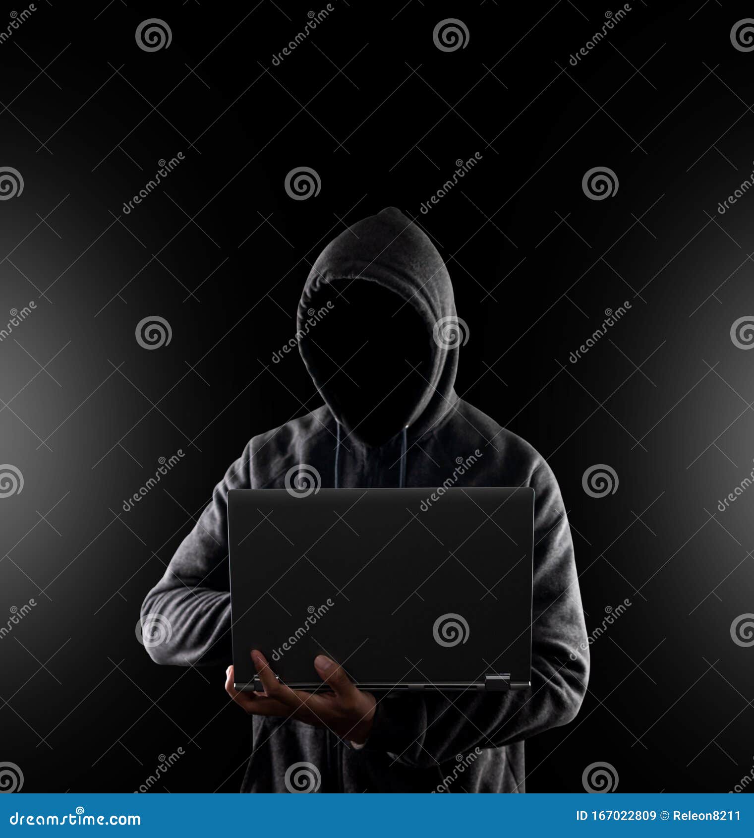 Cybercrime, Hacking And Technology Crime - Male Hacker In Dark Room ...