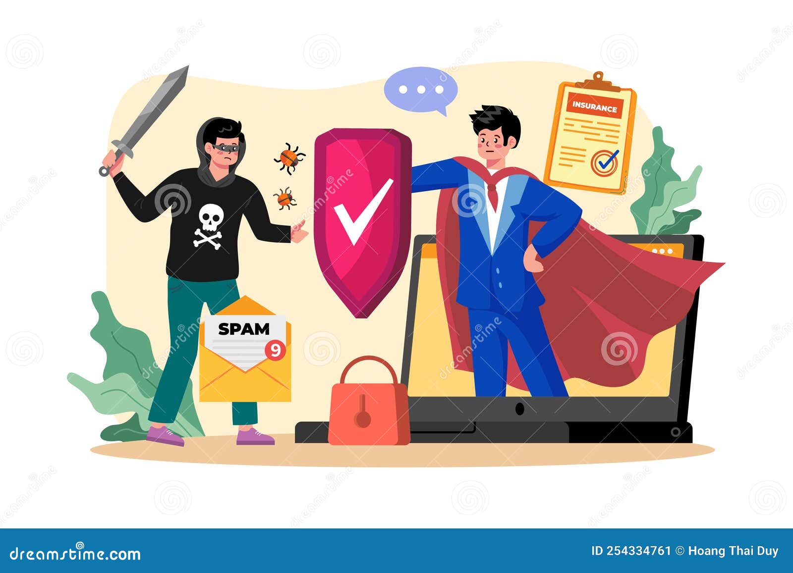 CyberCrime Insurance Illustration Concept on White Background Stock ...