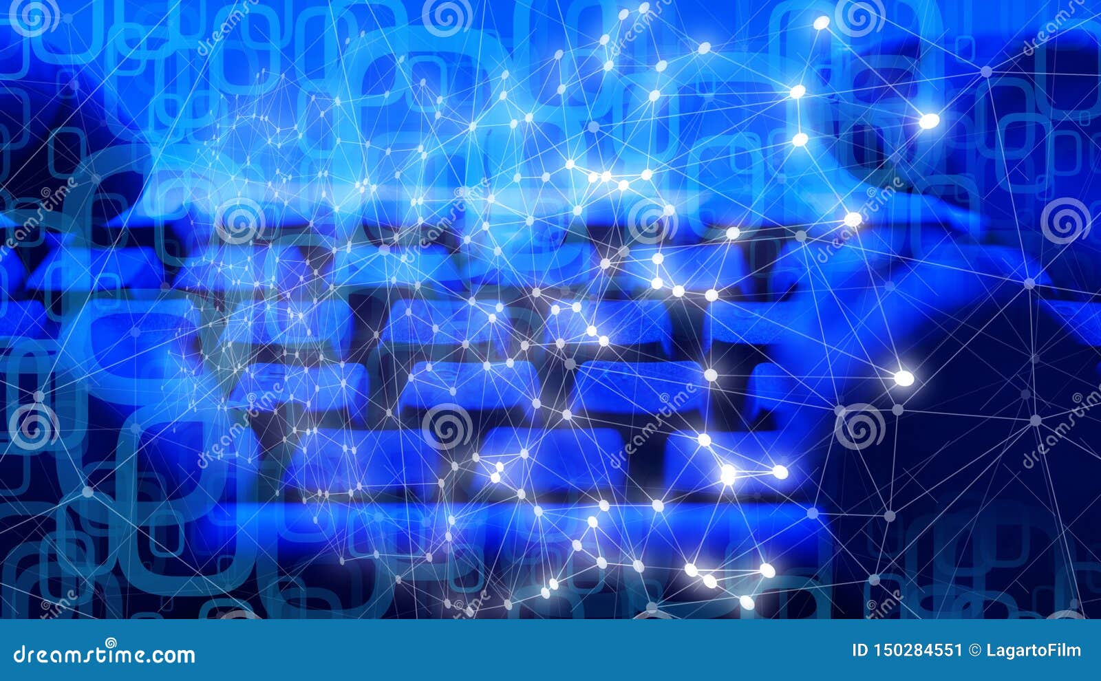 Cybercrime Tech Background Dots, Artificial Neural Network Stock Image ...