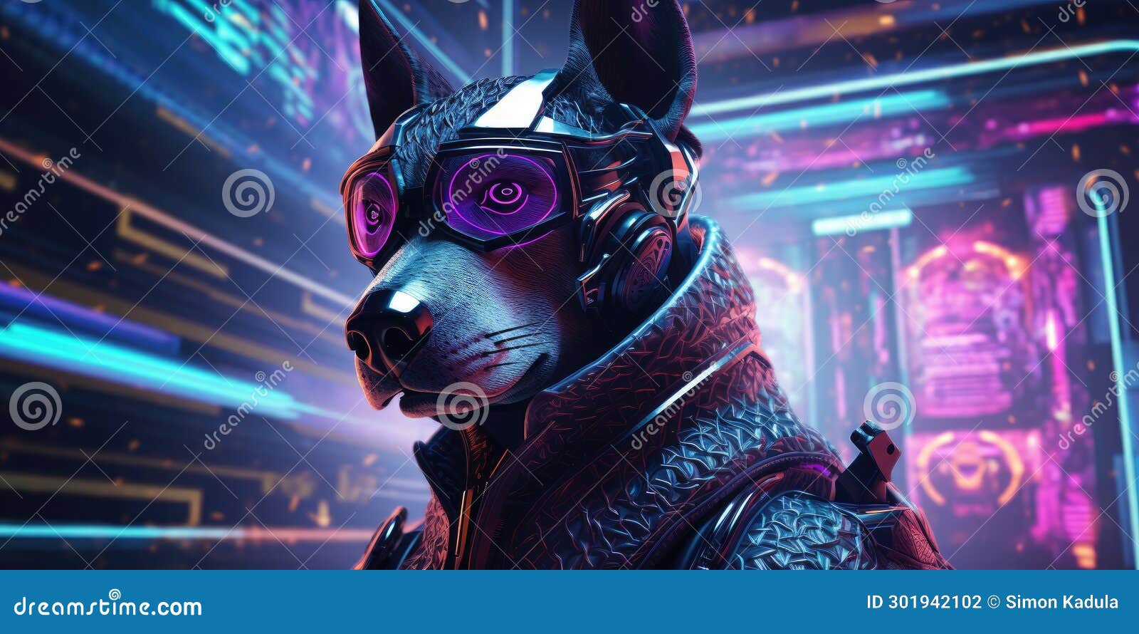 Cyberdog in the Future, Futurism Concept Stock Illustration ...