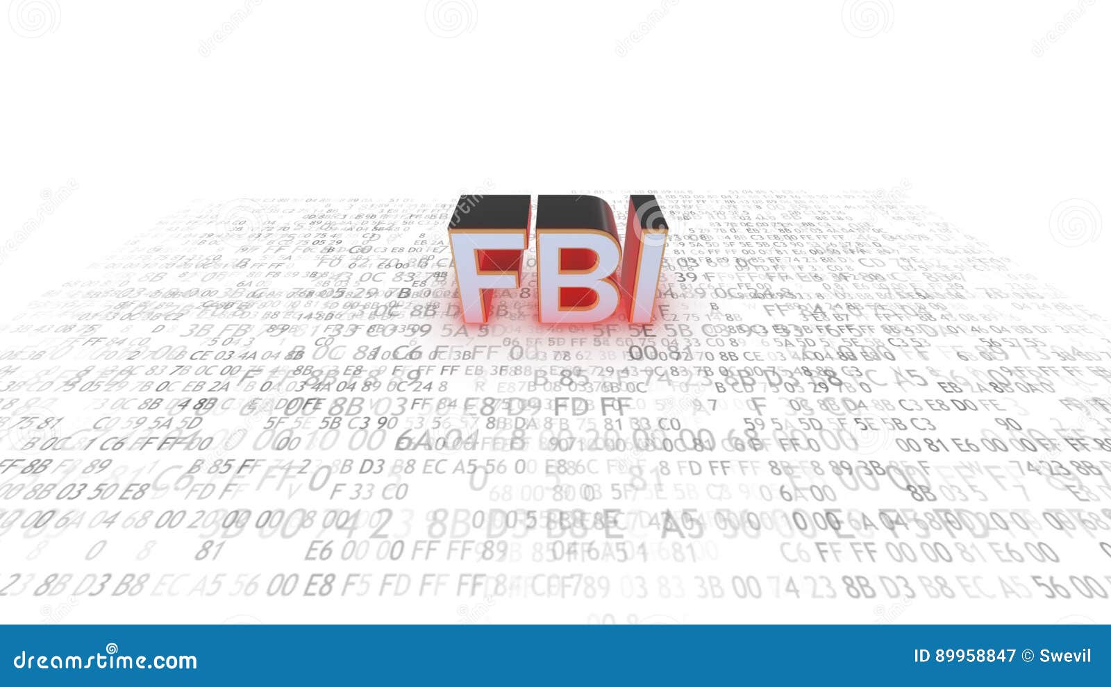 Cyberespionage FBI. Hacking of Information Technology. White Code Stock ...