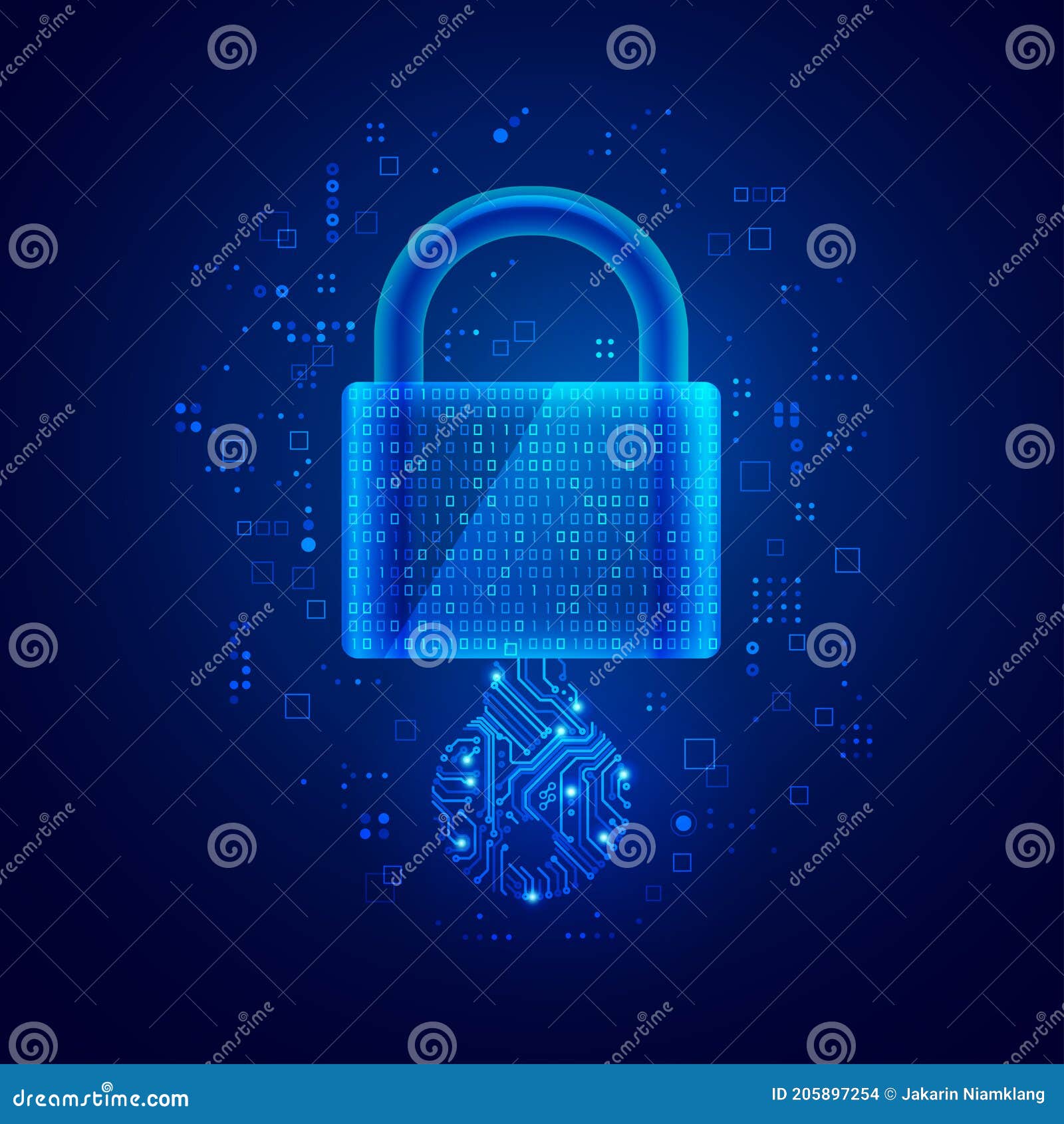 CyberLock stock vector. Illustration of padlock, concept - 205897254