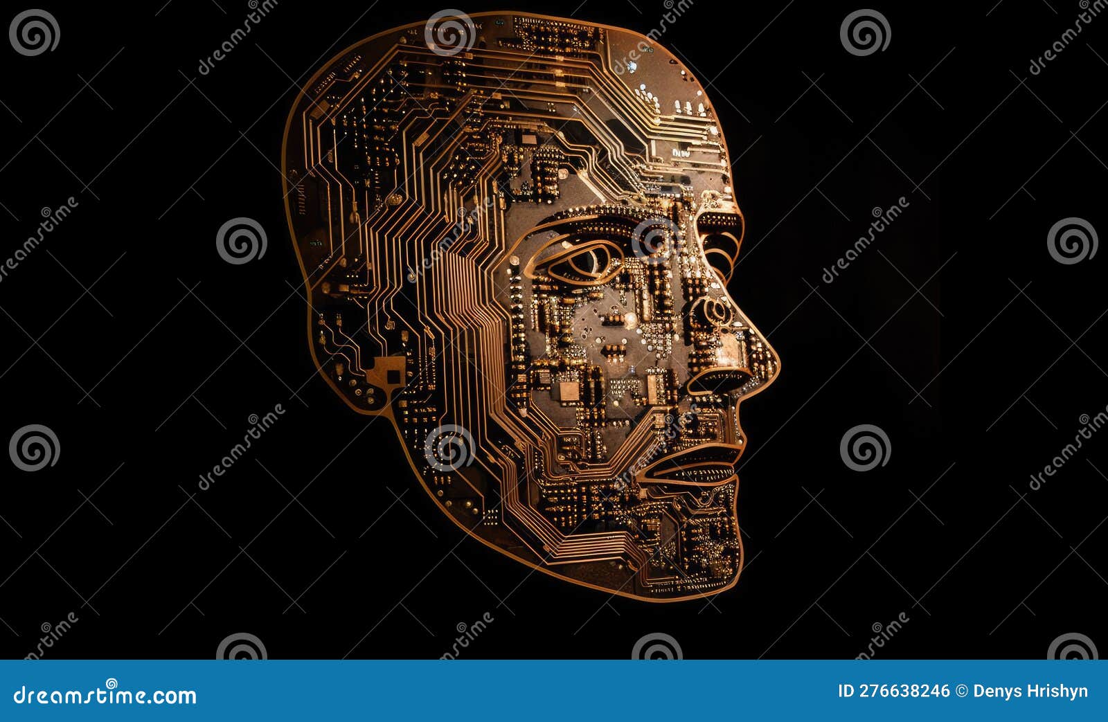 Cybernetic Art Human Features Melded with Circuit Boards Creating Using ...