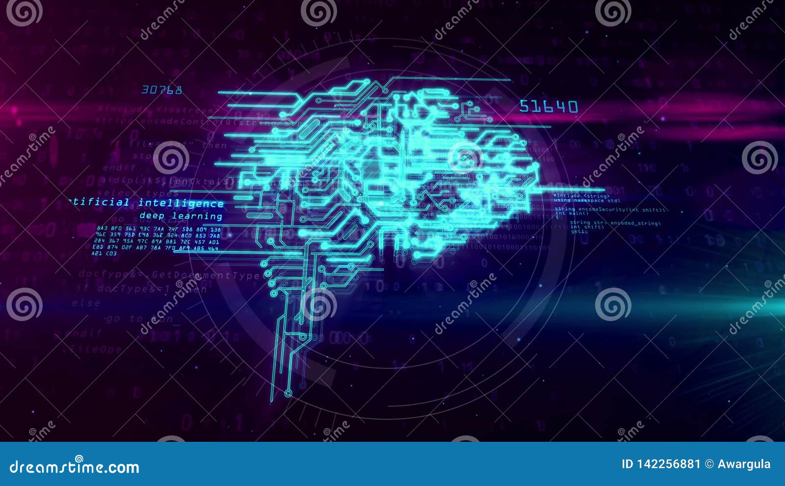 Cybernetic Brain Concept Animation Stock Video - Video of brain, binary ...