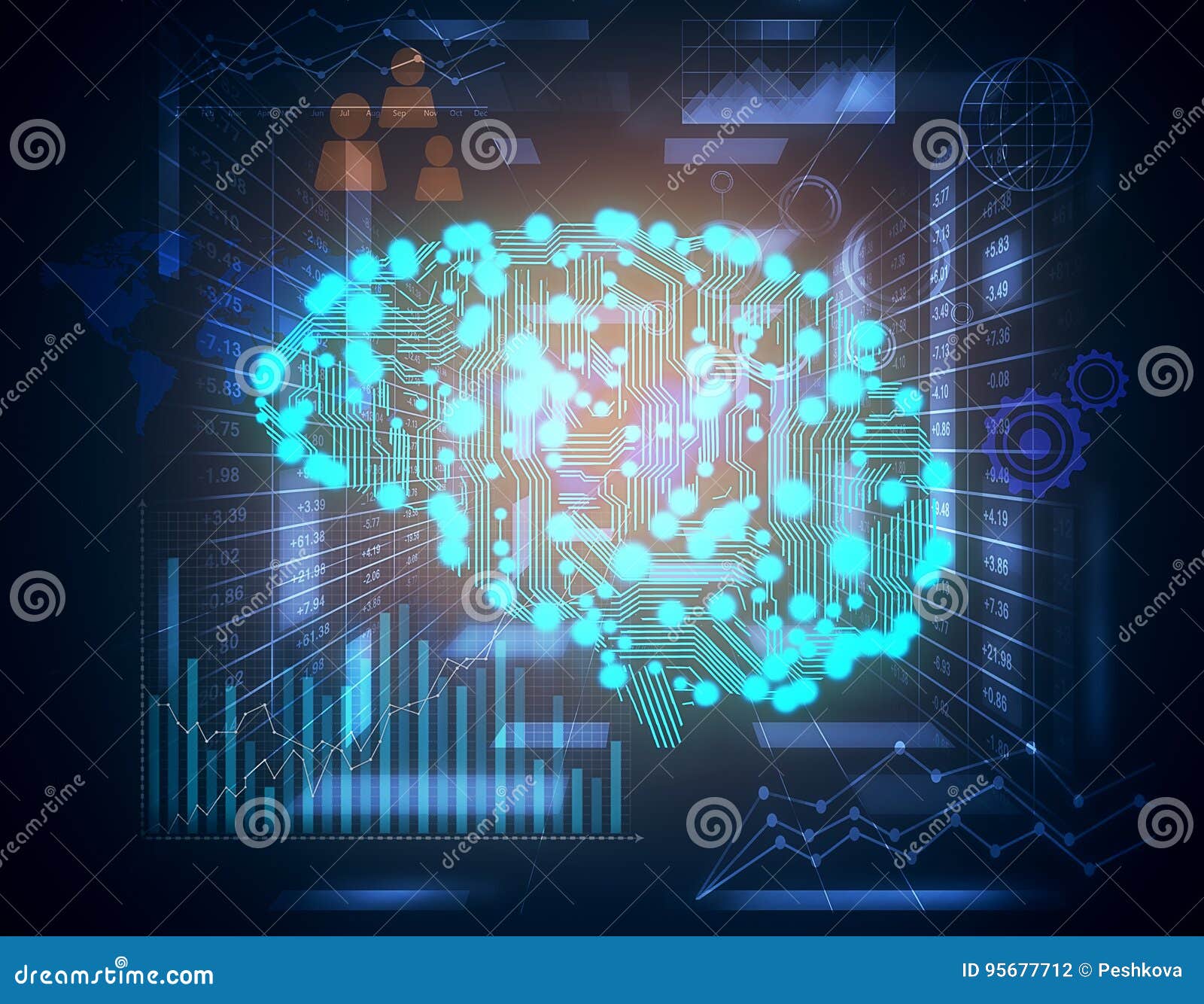Cybernetic brain concept stock illustration. Illustration of concept ...