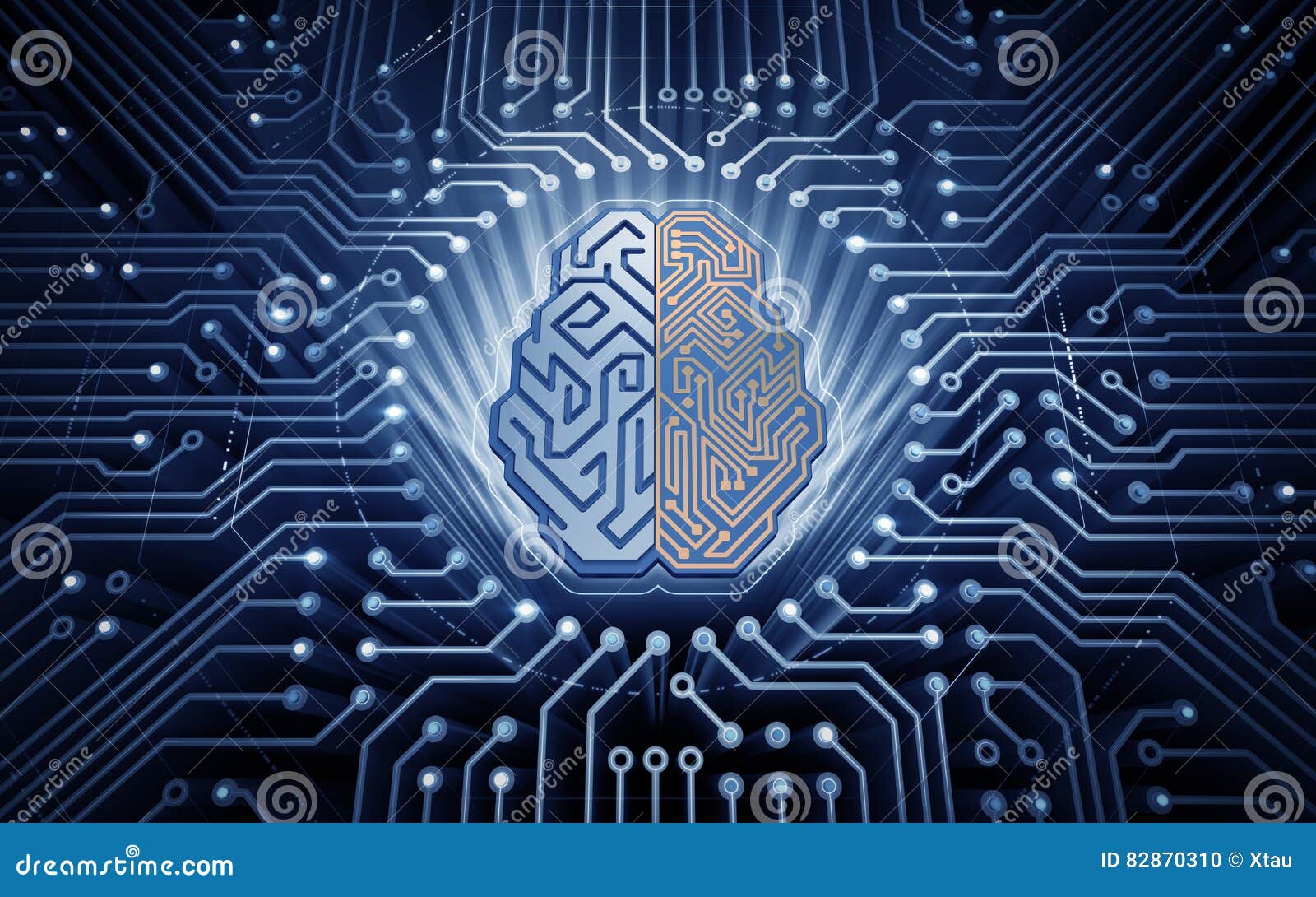 Cybernetic Brain stock illustration. Illustration of high - 82870310