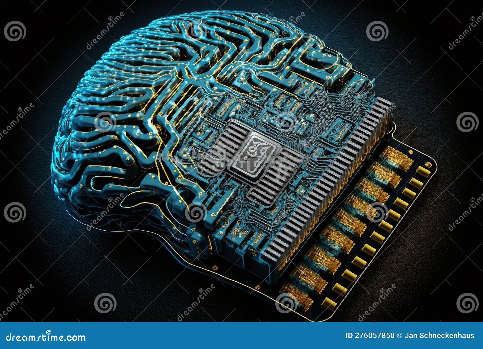 Cybernetic Brain Electronic Chip in Form of Human Brain. Stock ...
