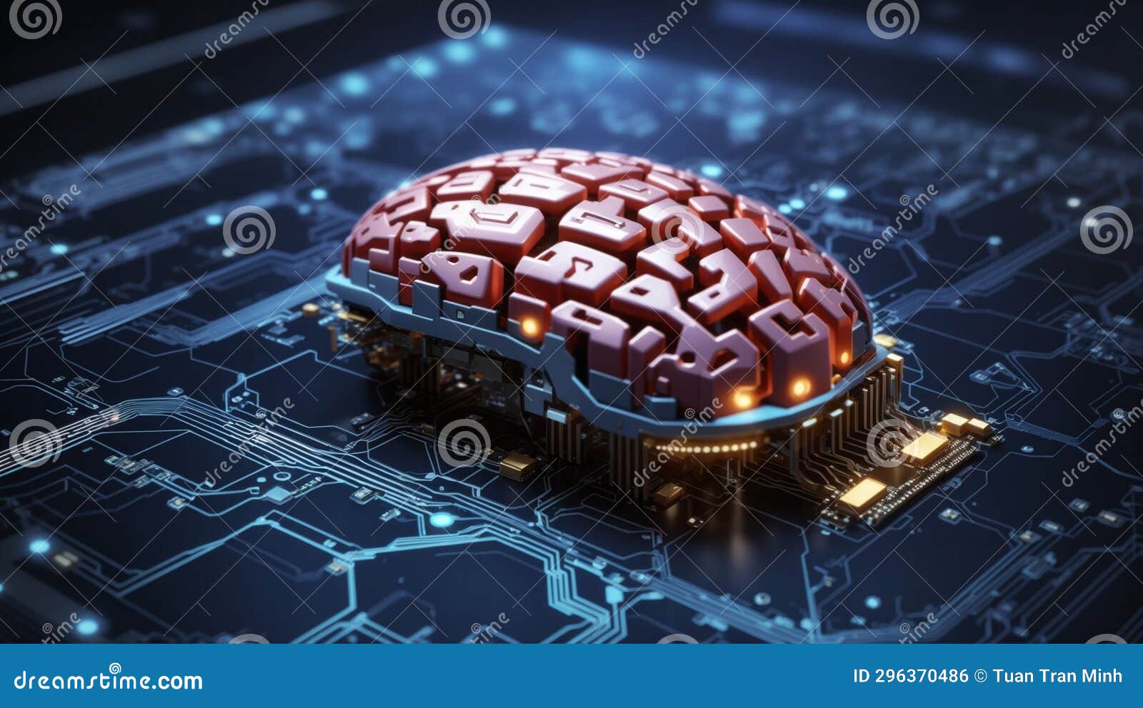 Cybernetic Brain Electronic Human Brain Stock Illustration ...
