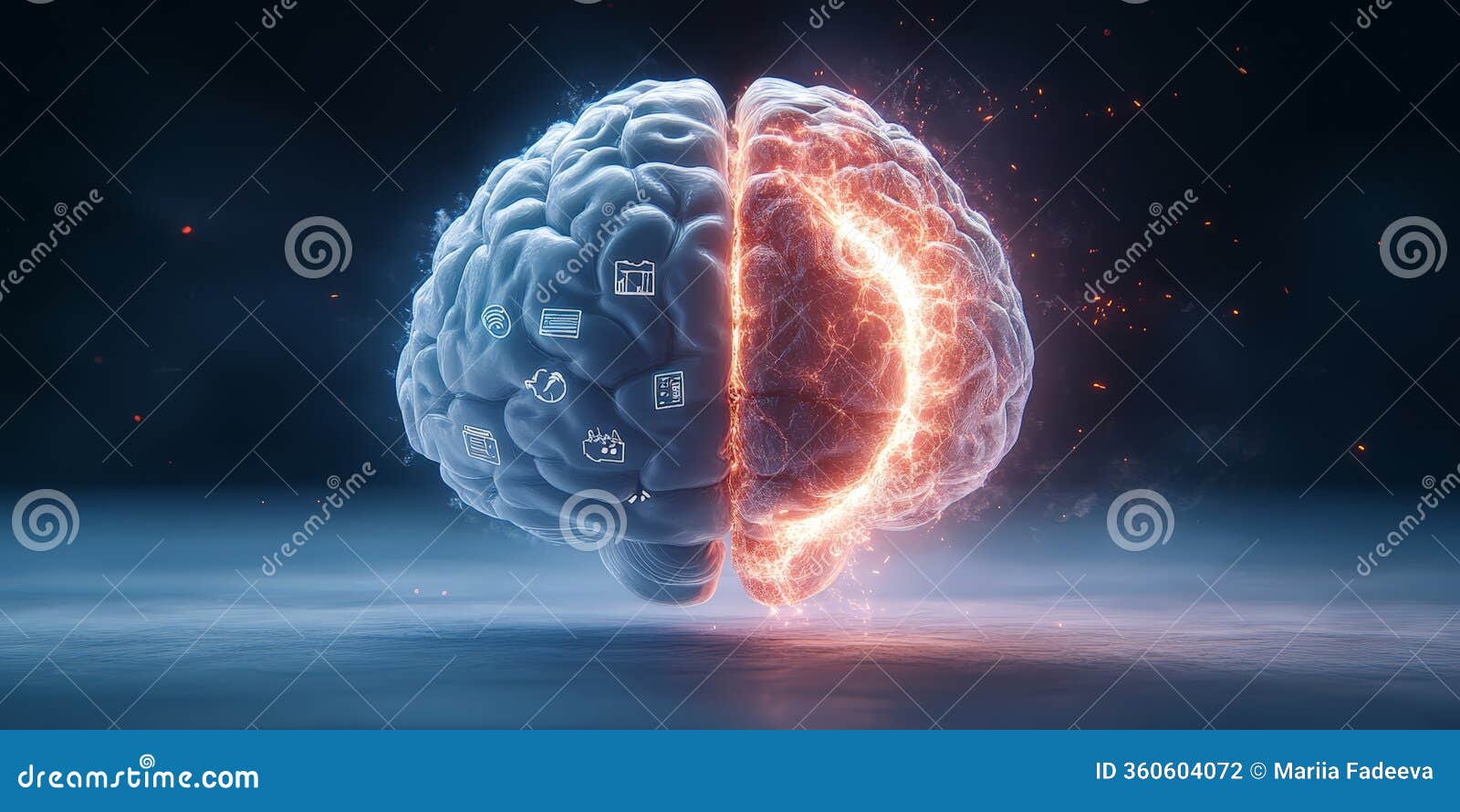 Cybernetic Brain Infused with Digital Symbols, Highlighting the Rapid ...