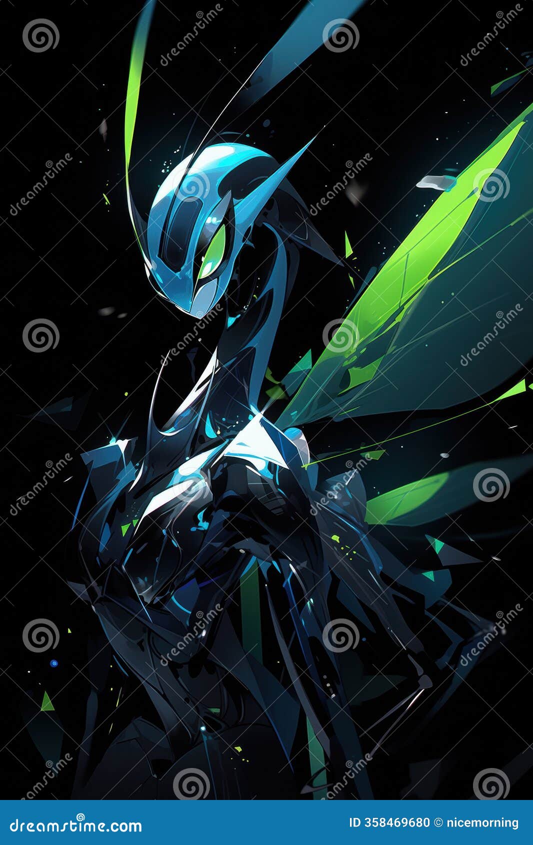Cybernetic Creature in Digital Space. Created by Generative Artificial ...