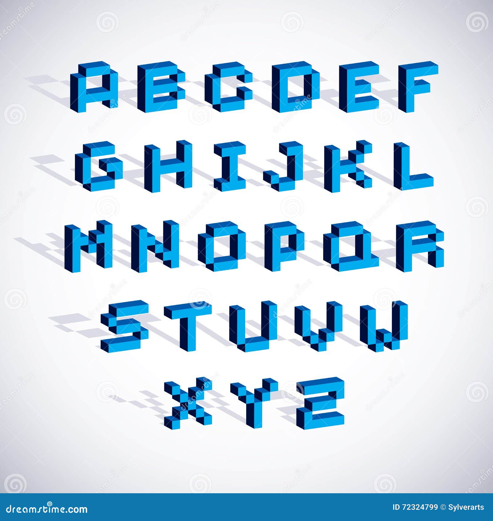 Cybernetic 3d Alphabet Letters, Pixel Art Vector Digital ...