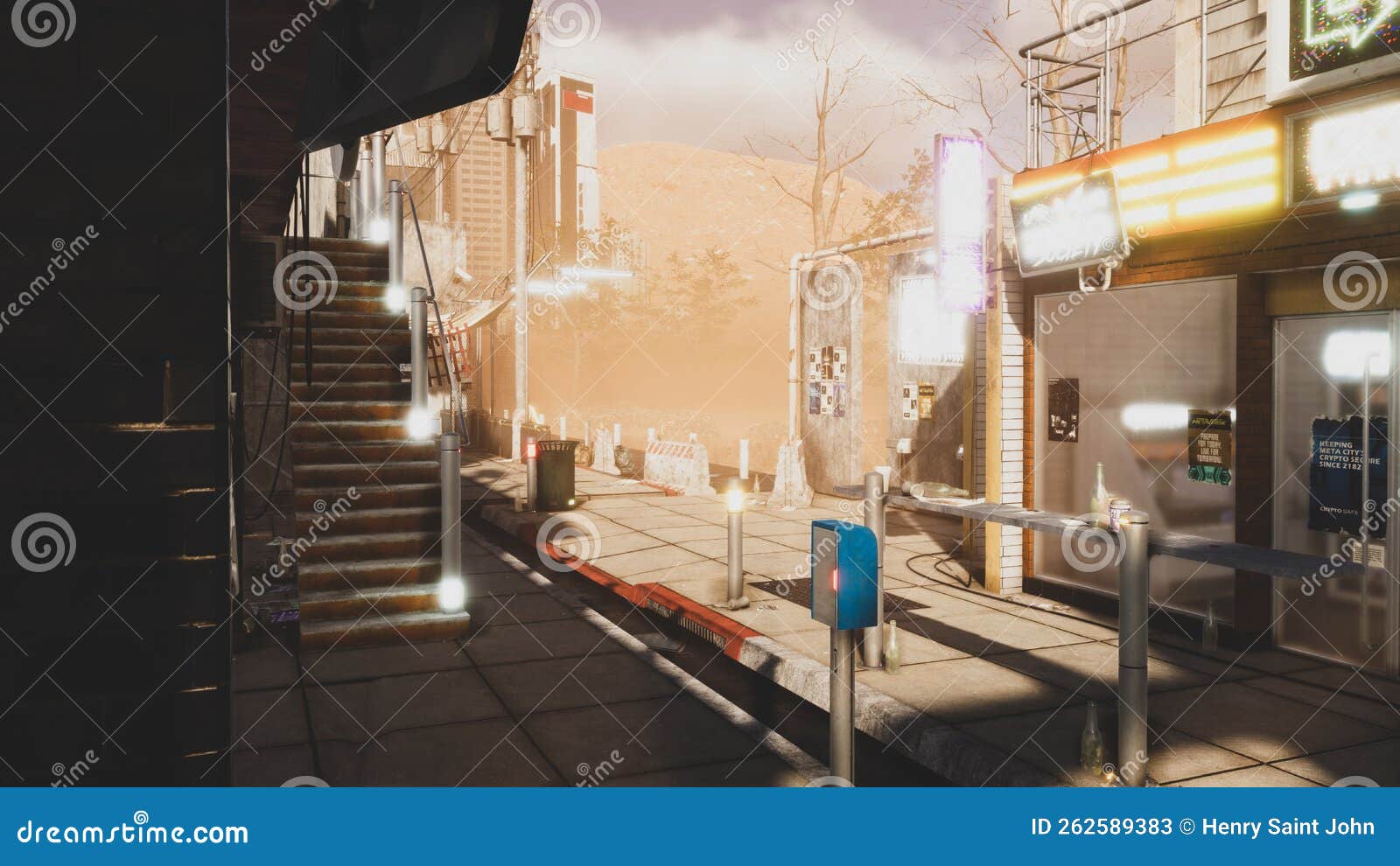 Cybernetic Desert City, Landscape of an Immersive Virtual Environment. Using 3D Rendering ...