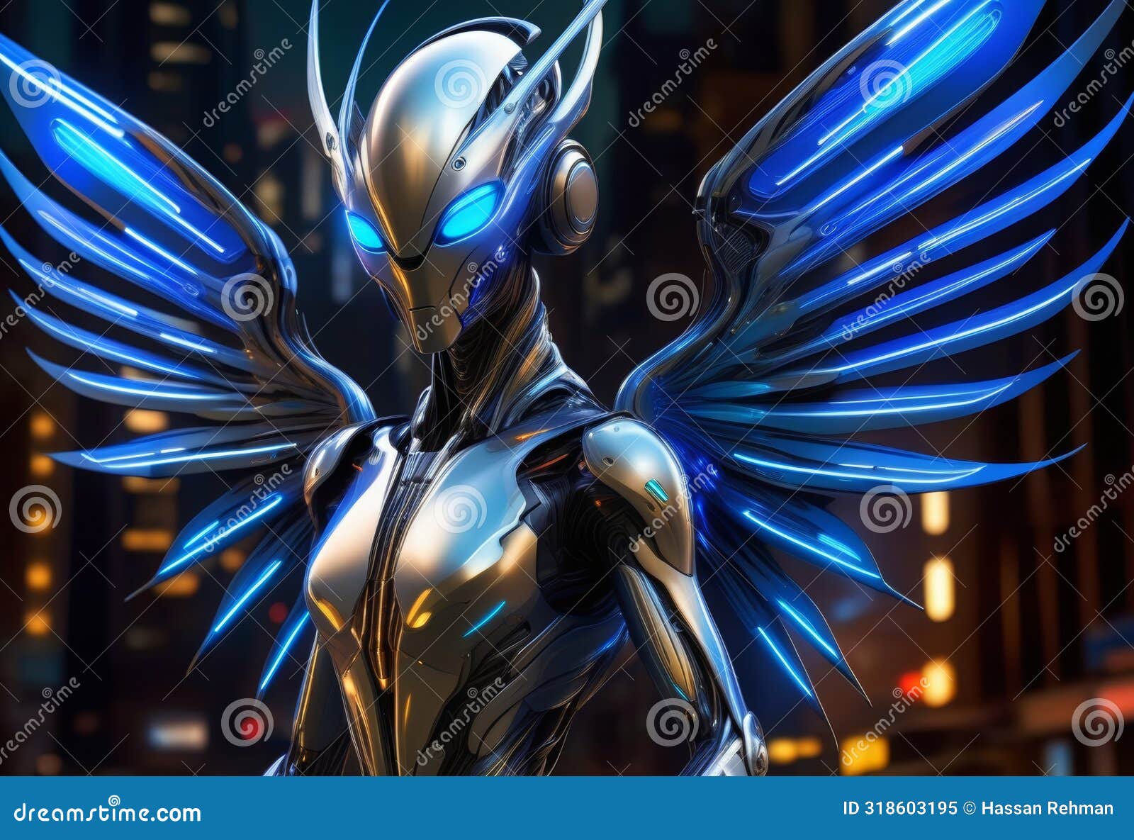 Cybernetic Elegance: Robotic Blue Beetle Poses With Futuristic ...