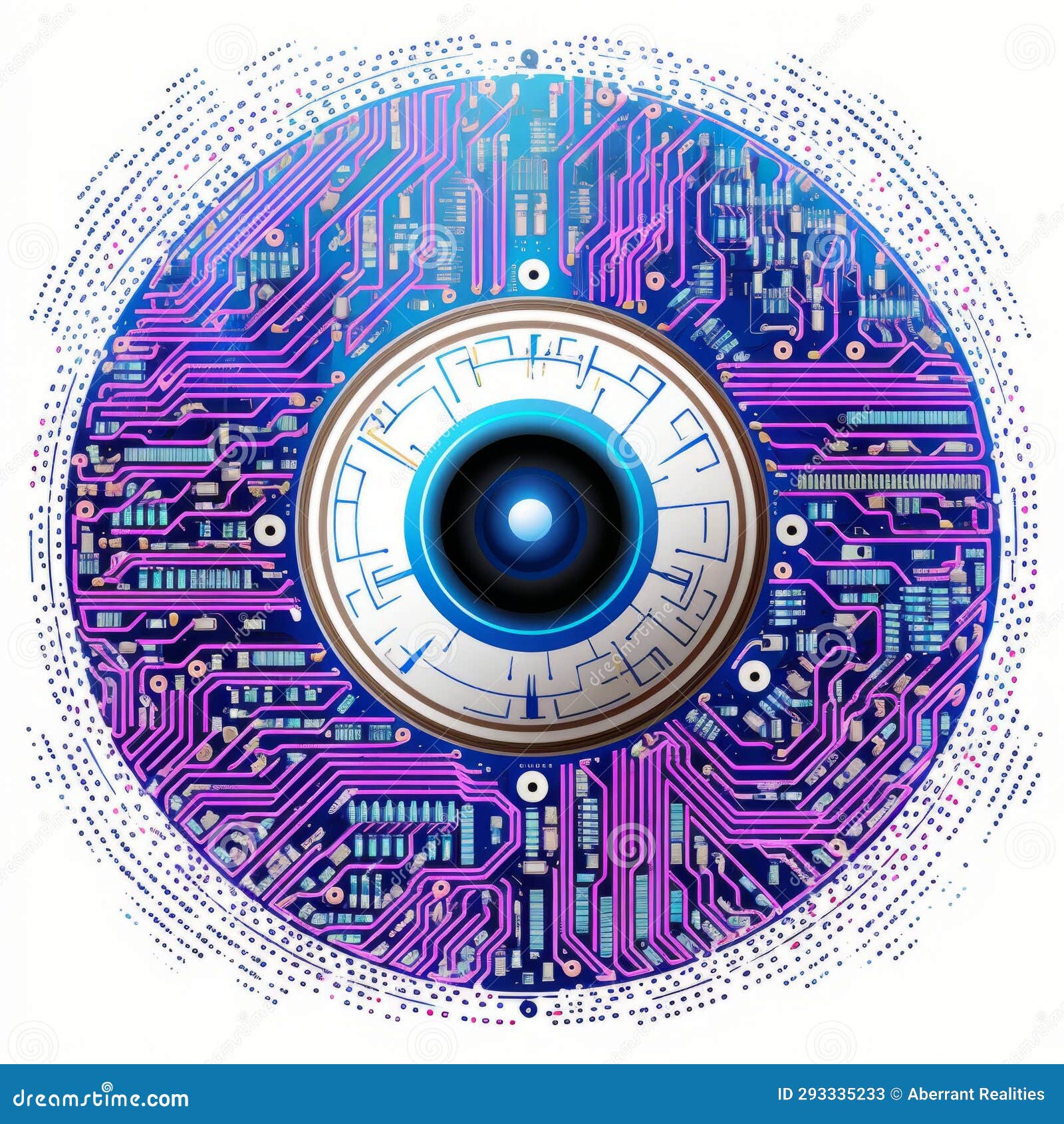 Cybernetic Eye on a Circuit Board Vector Illustration Stock ...