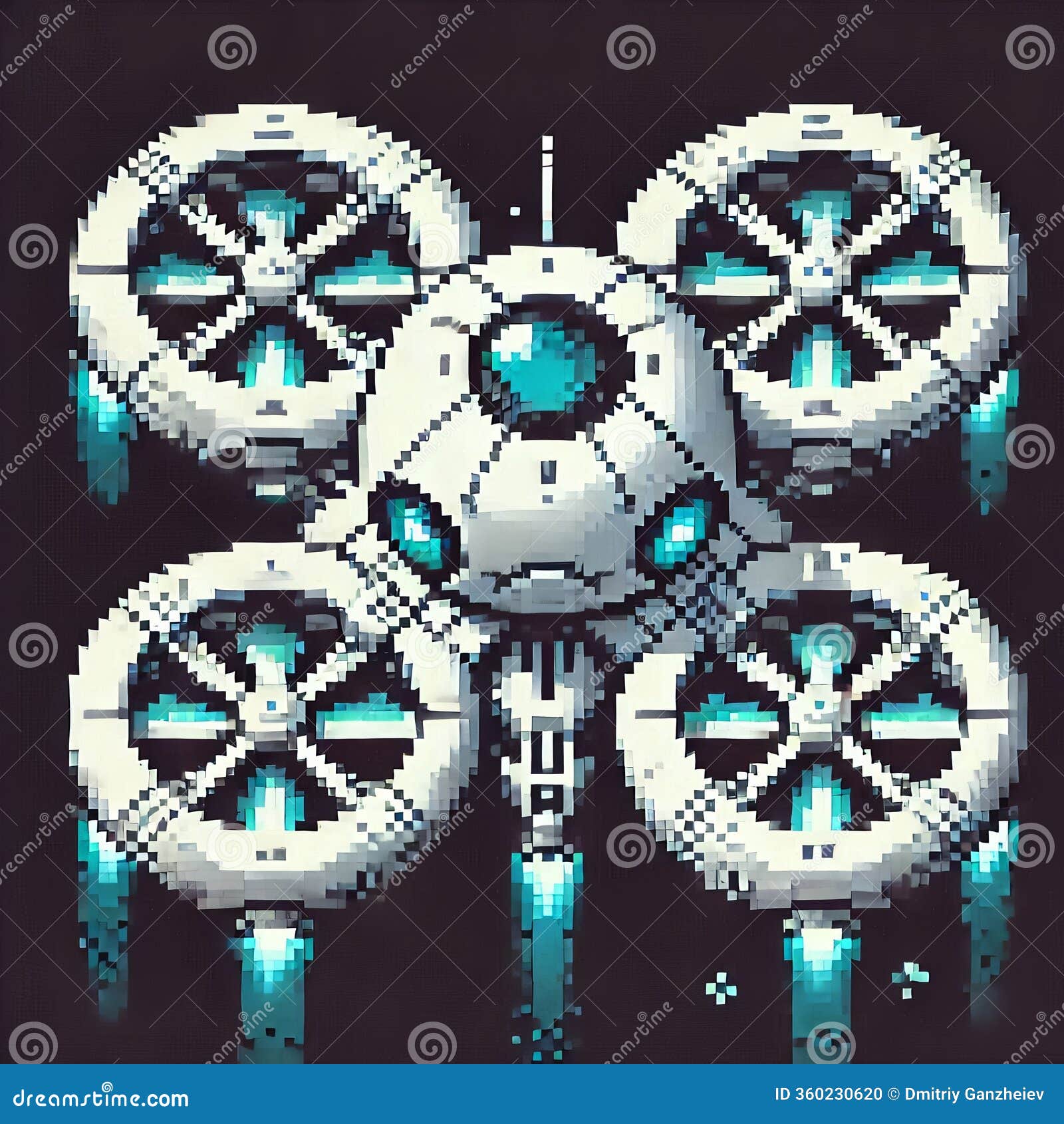 Cybernetic Flying Robot with Four Rotors Stock Illustration ...