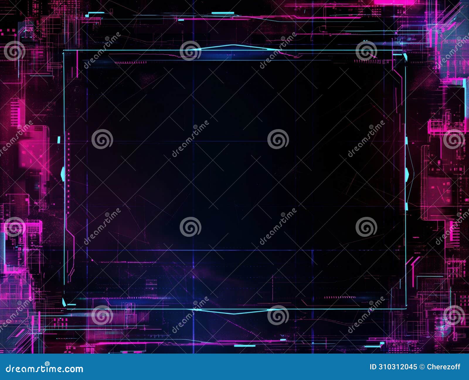 Cybernetic Frame with Holographic Interface Elements Stock Image ...