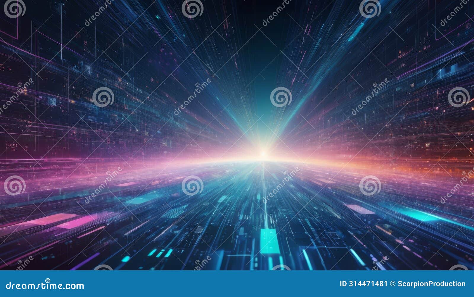 Cybernetic Horizon Lightscape Stock Image - Image of abstract ...