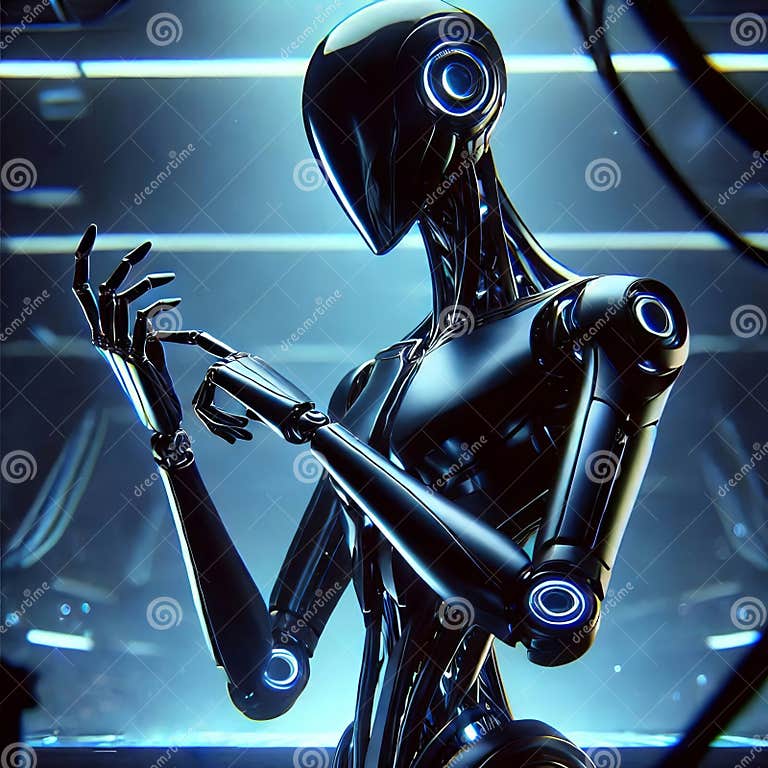 Cybernetic Humanoid with Advanced Geometric Features Stock Illustration ...