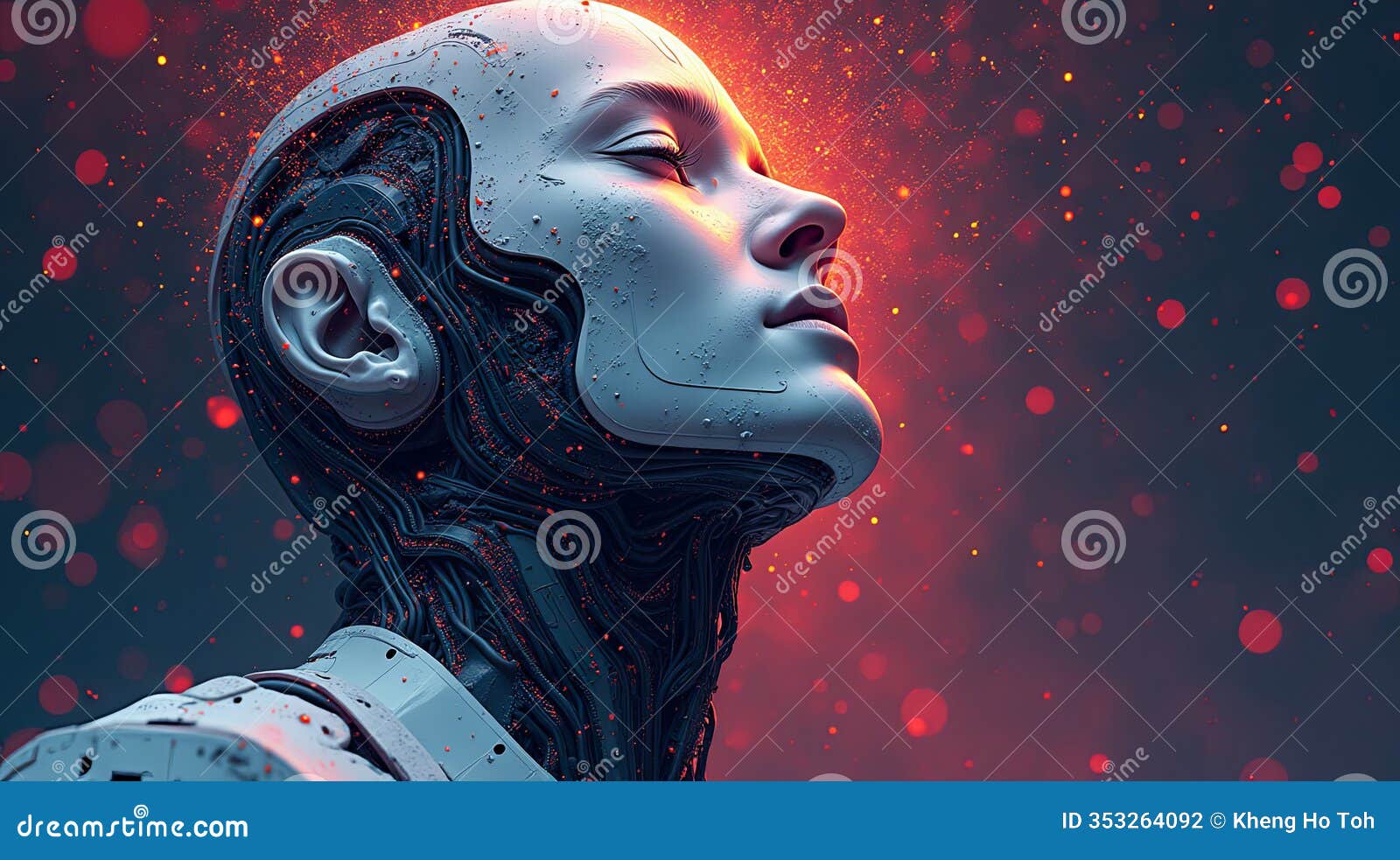 Cybernetic Humanoid with Intricate Details and Technology Themed ...