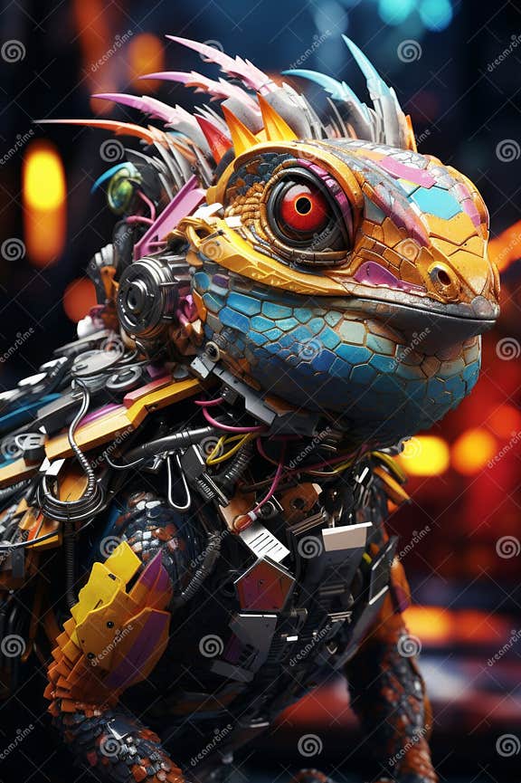 Cybernetic Lizard Game Character Avatar Stock Illustration ...