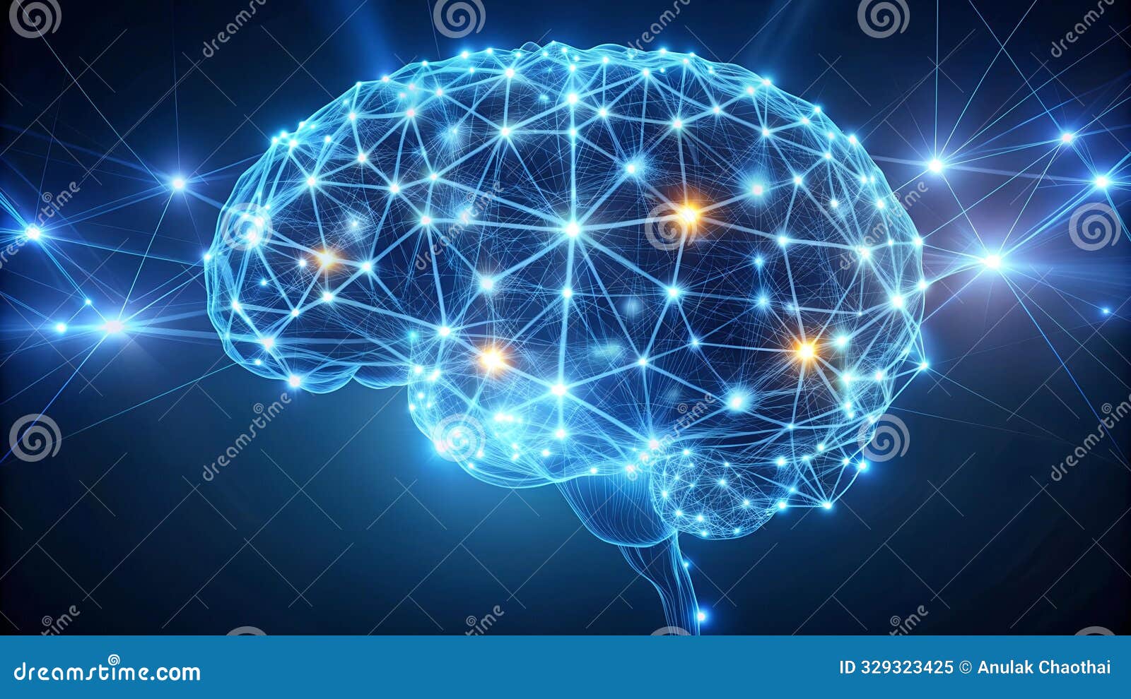 Cybernetic Mind a Glowing Network of Neural Pathways Generative AI ...