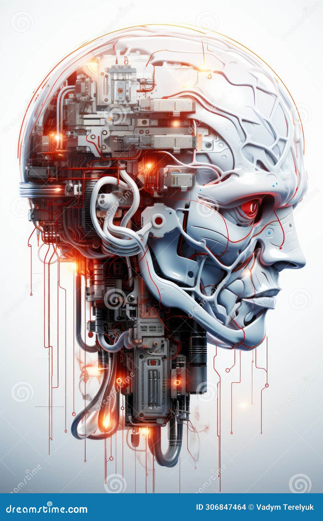 A Cybernetic Mind Unleashed: a Digital Artwork of a Human Head ...