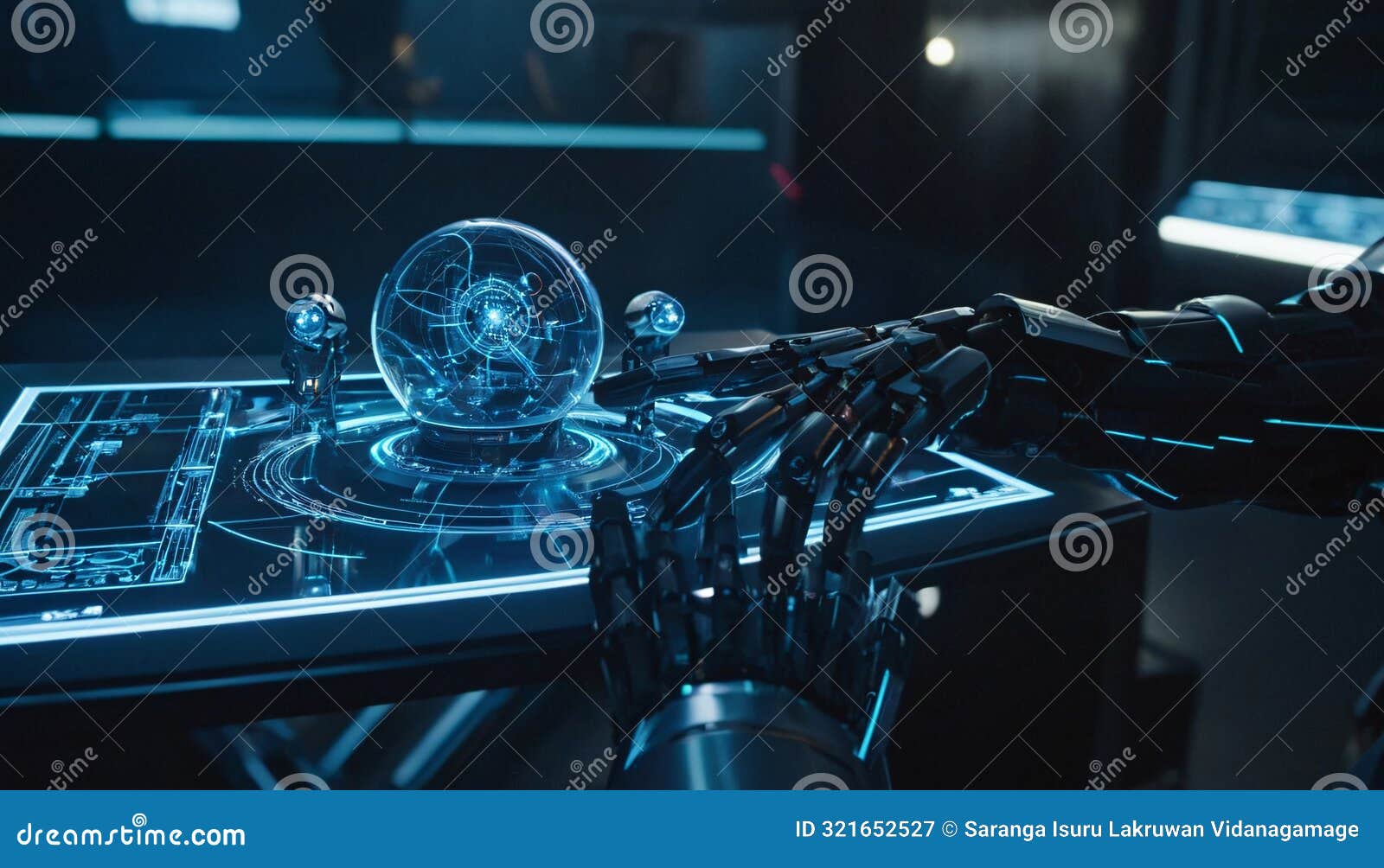 The Cybernetic Nexus: an Autonomous AI Interface Stock Illustration ...