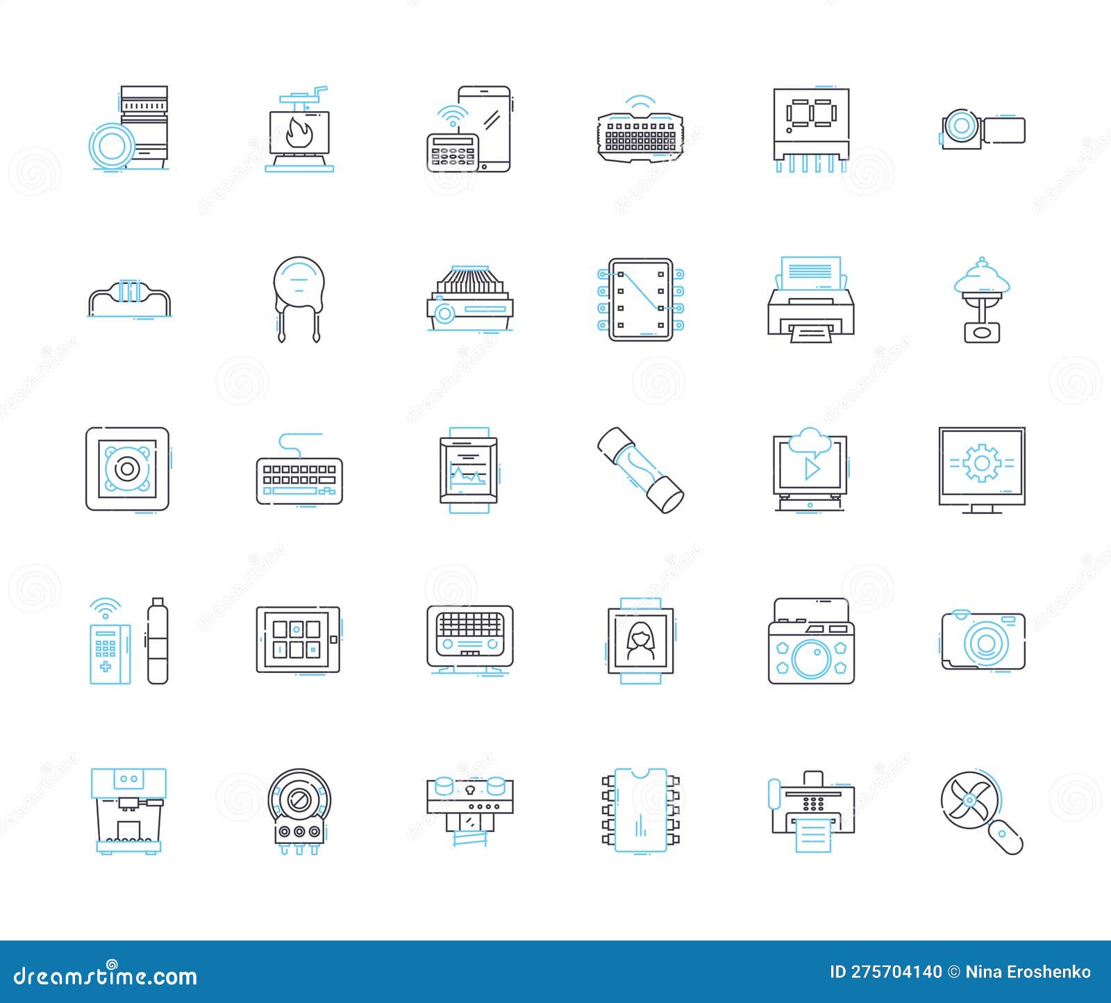 Cybernetic Operation Linear Icons Set. Augmentation, Integration ...