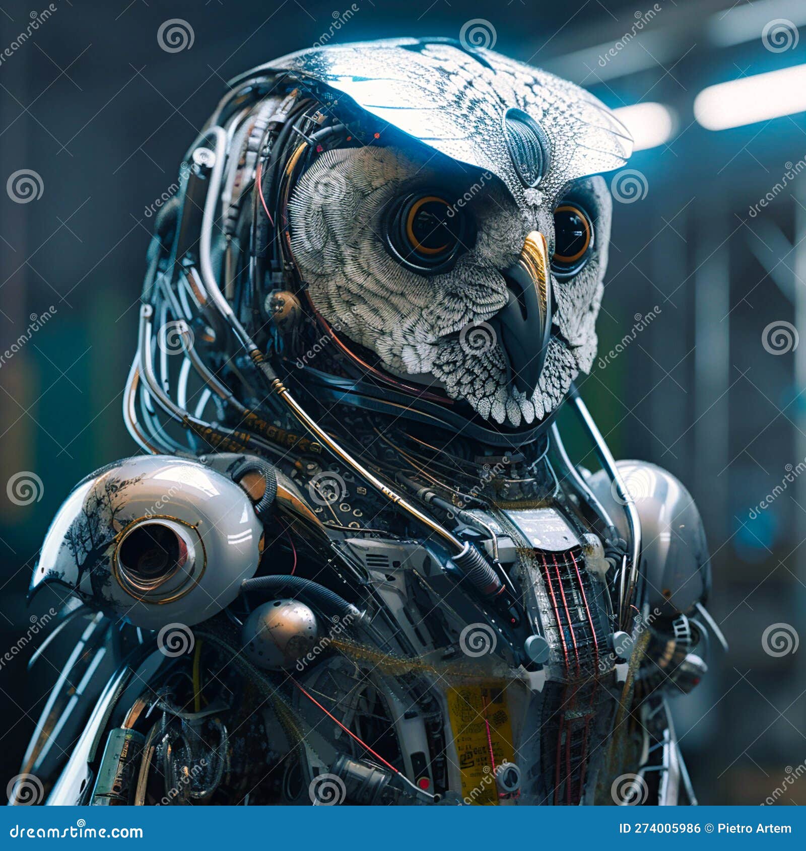 CYBERNETIC OWL HUMANOID, Generative AI Stock Illustration ...