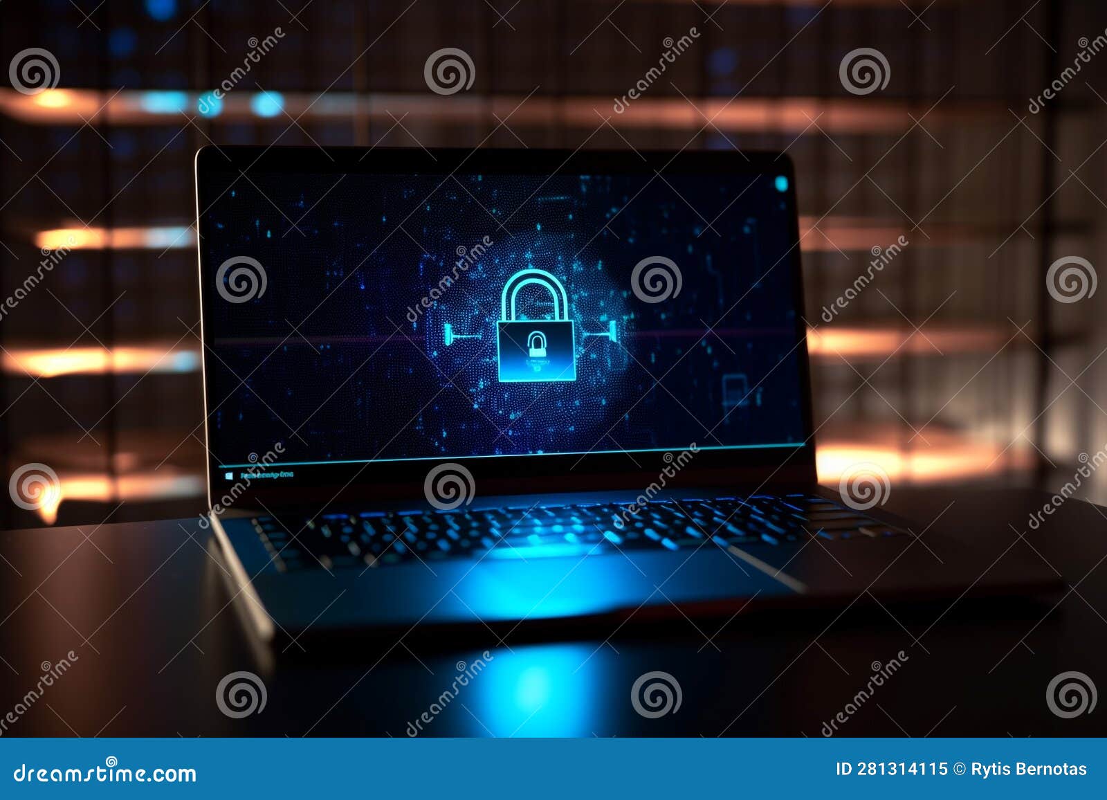 Computer with Security Lock Illustration. Generative AI Stock ...