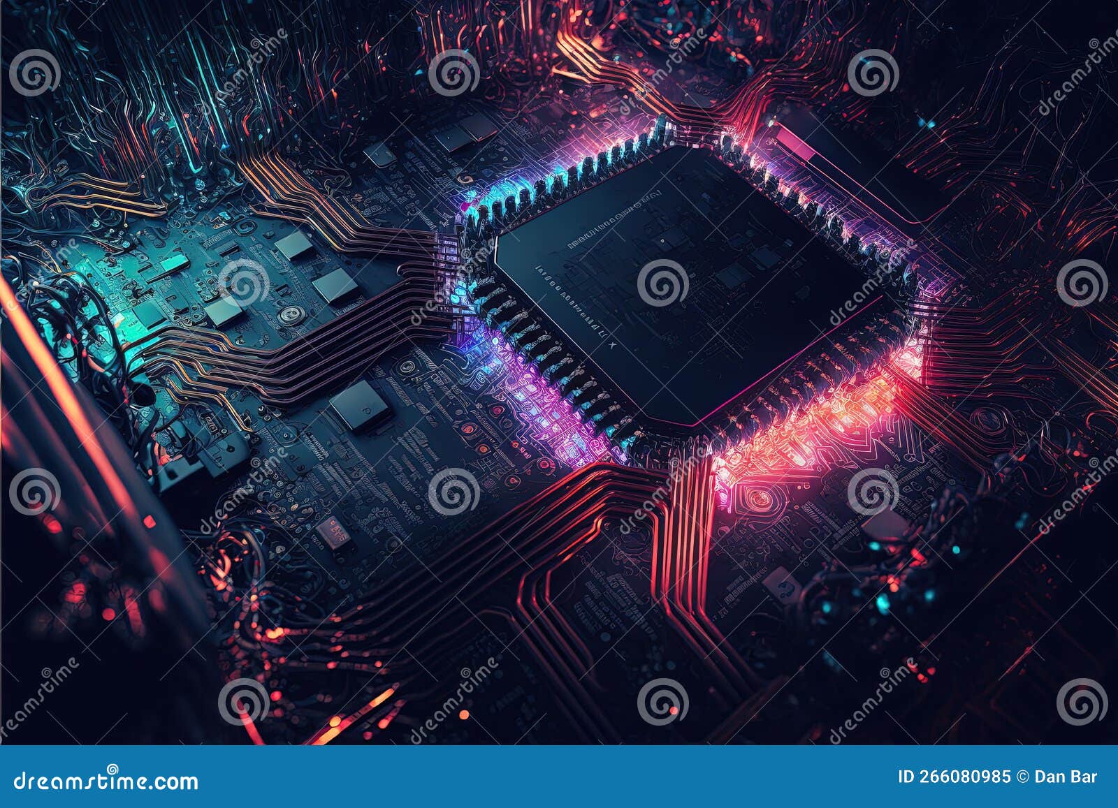 Cybernetic Technology, Motherboard with Electronic Circuits and CPU ...
