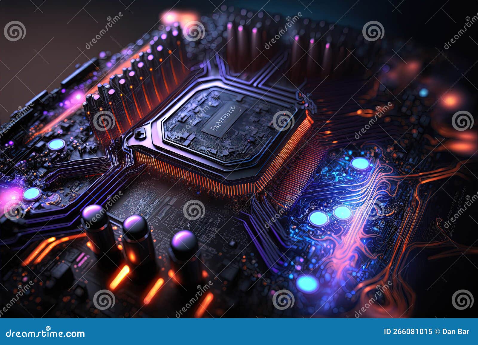 Cybernetic Technology, Motherboard with Electronic Circuits and CPU ...