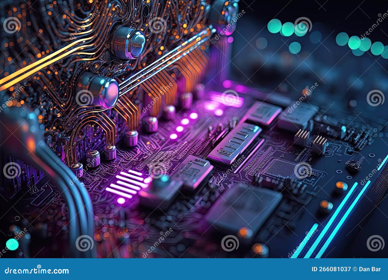 Cybernetic Technology, Motherboard with Electronic Circuits and CPU ...