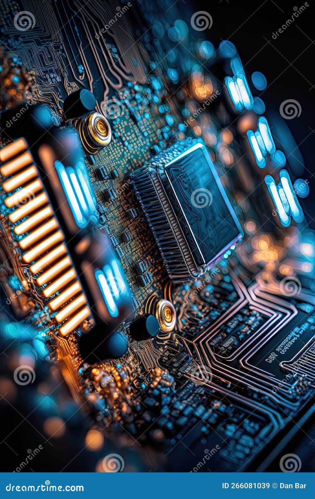 Cybernetic Technology, Motherboard with Electronic Circuits and CPU ...