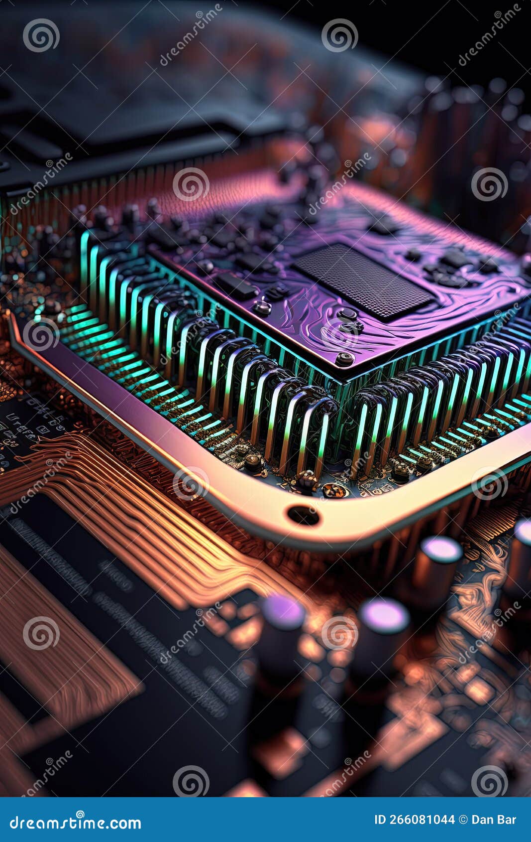 Cybernetic Technology, Motherboard with Electronic Circuits and CPU ...