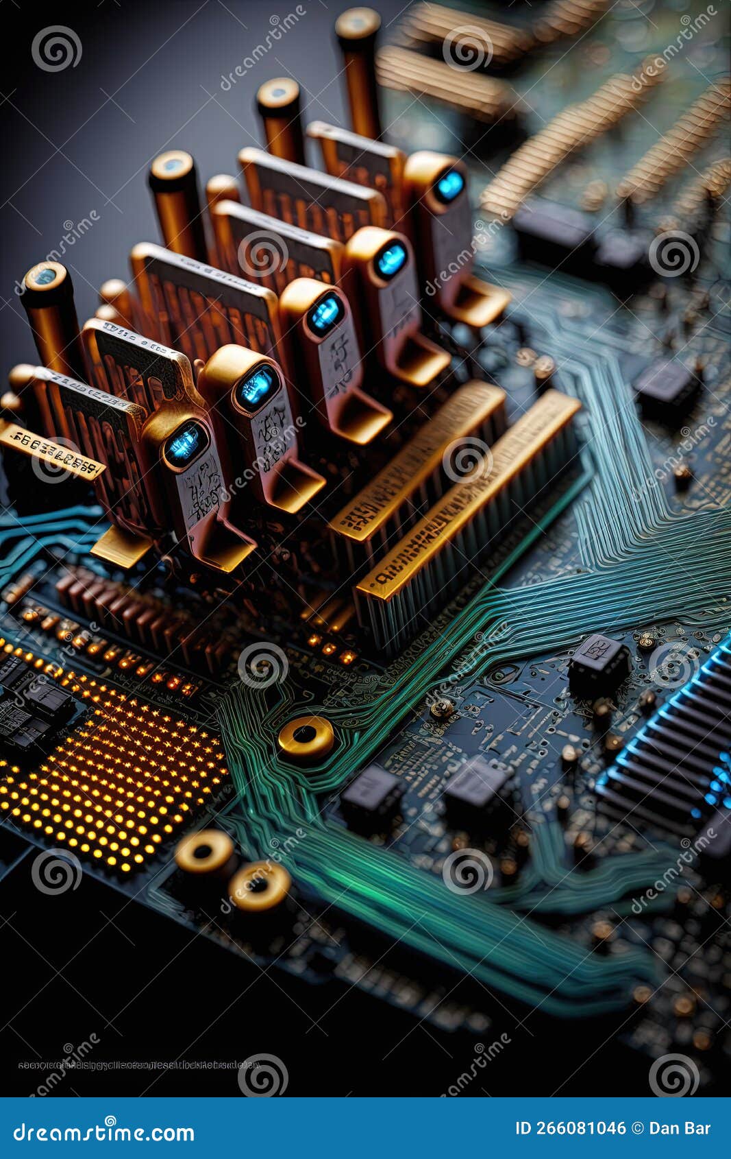 Cybernetic Technology, Motherboard with Electronic Circuits and CPU ...