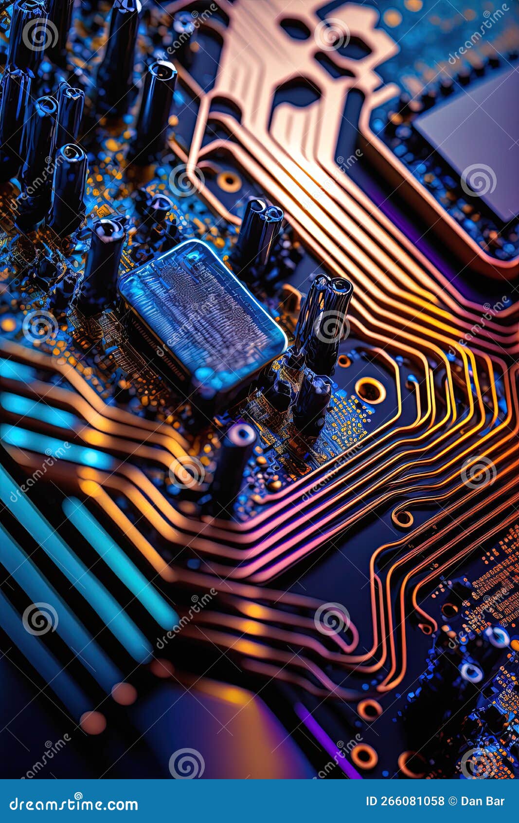 Cybernetic Technology, Motherboard with Electronic Circuits and CPU ...