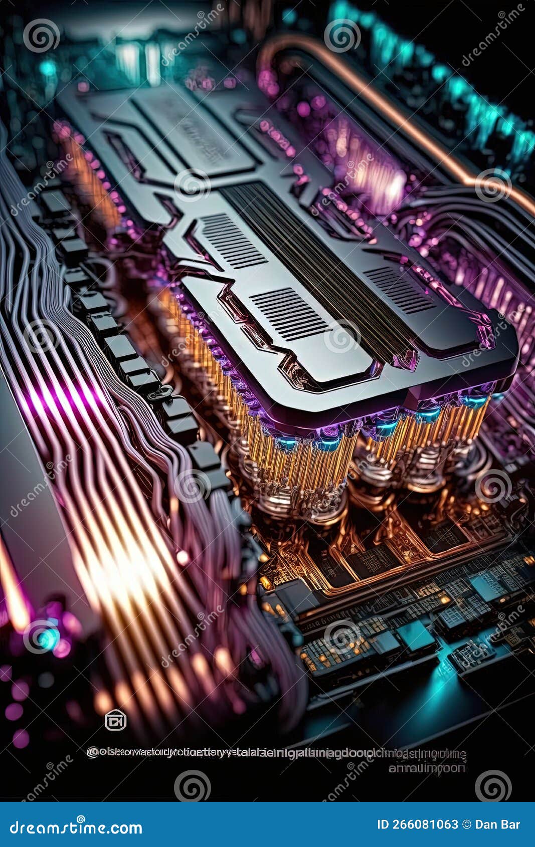 Cybernetic Technology, Motherboard with Electronic Circuits and CPU ...
