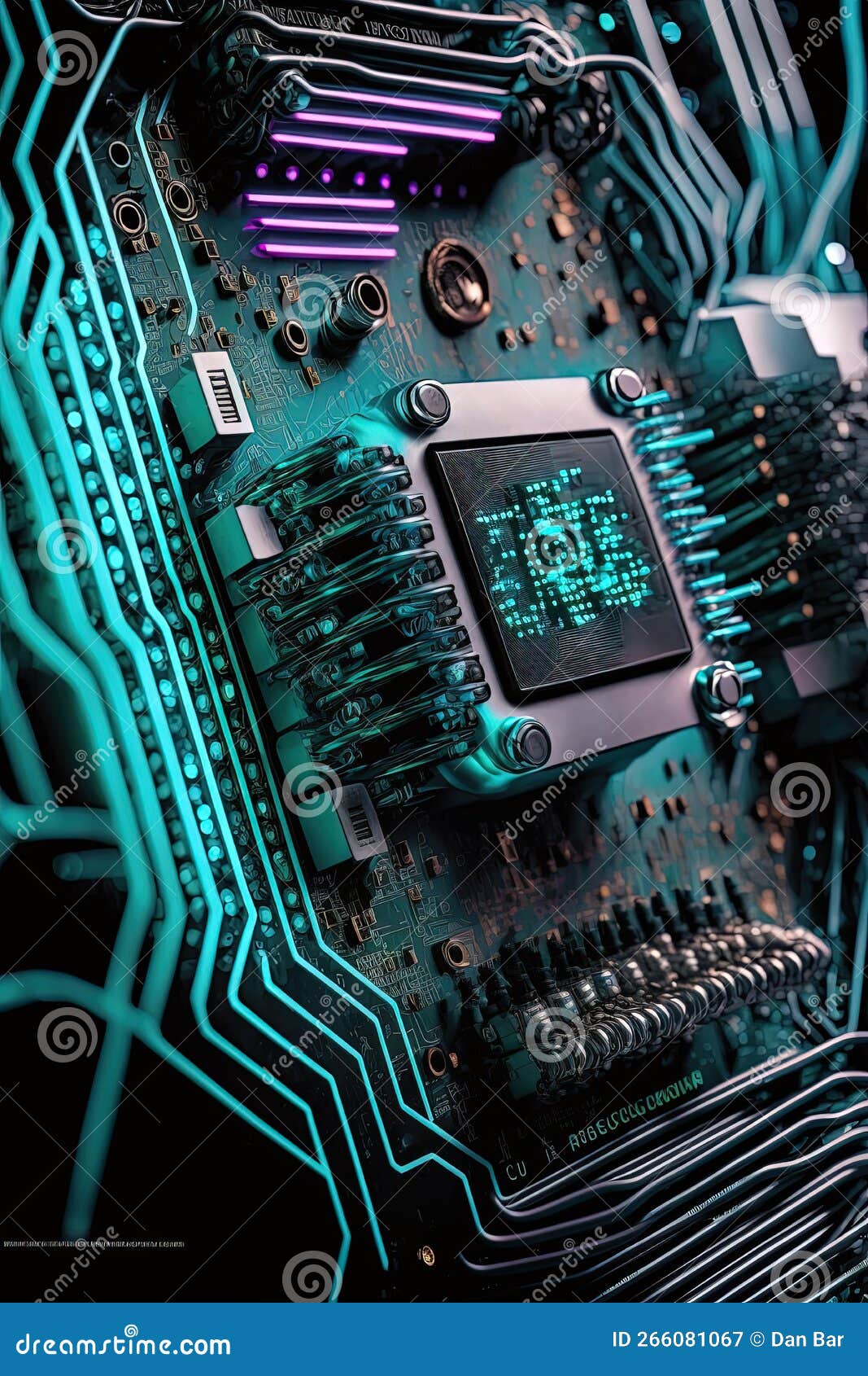 Cybernetic Technology, Motherboard with Electronic Circuits and CPU ...