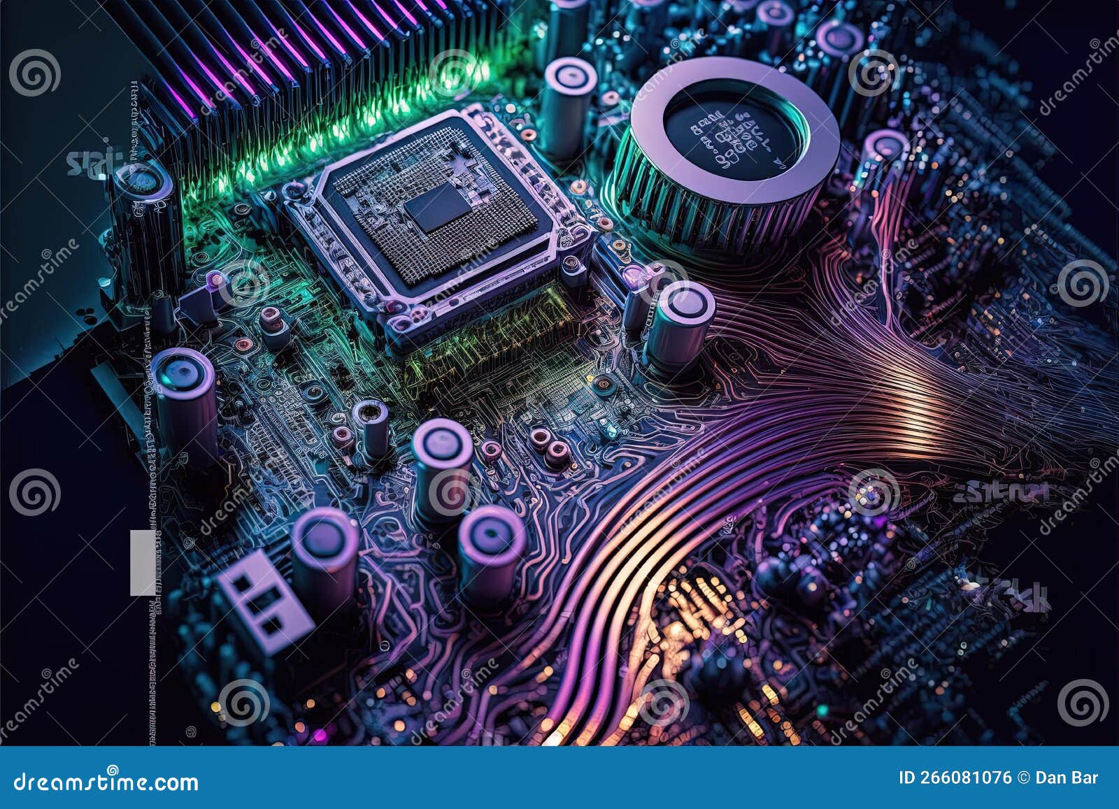 Cybernetic Technology, Motherboard with Electronic Circuits and CPU ...