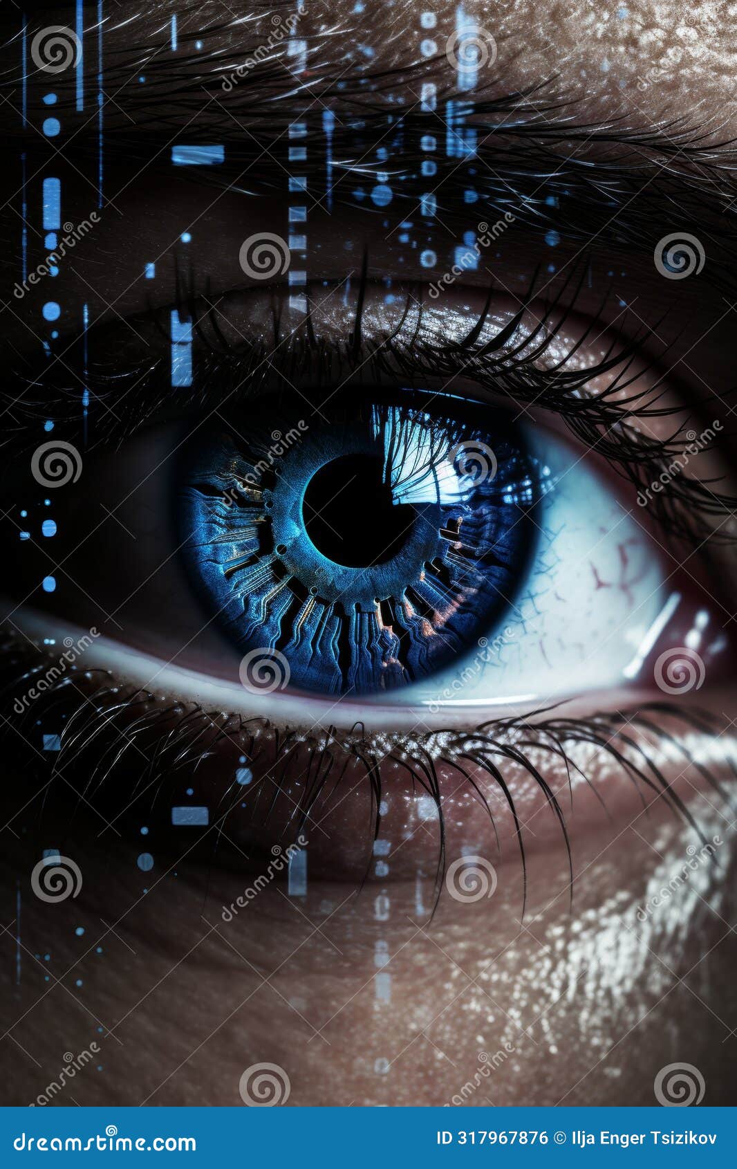 Cybernetic Vision Hacker Ai Robot Eye in Dark Tech Space, Cyborg View ...