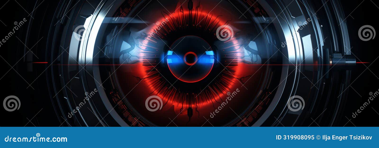Cybernetic Vision of Hacker or Ai Robot in Futuristic Digital Space on ...