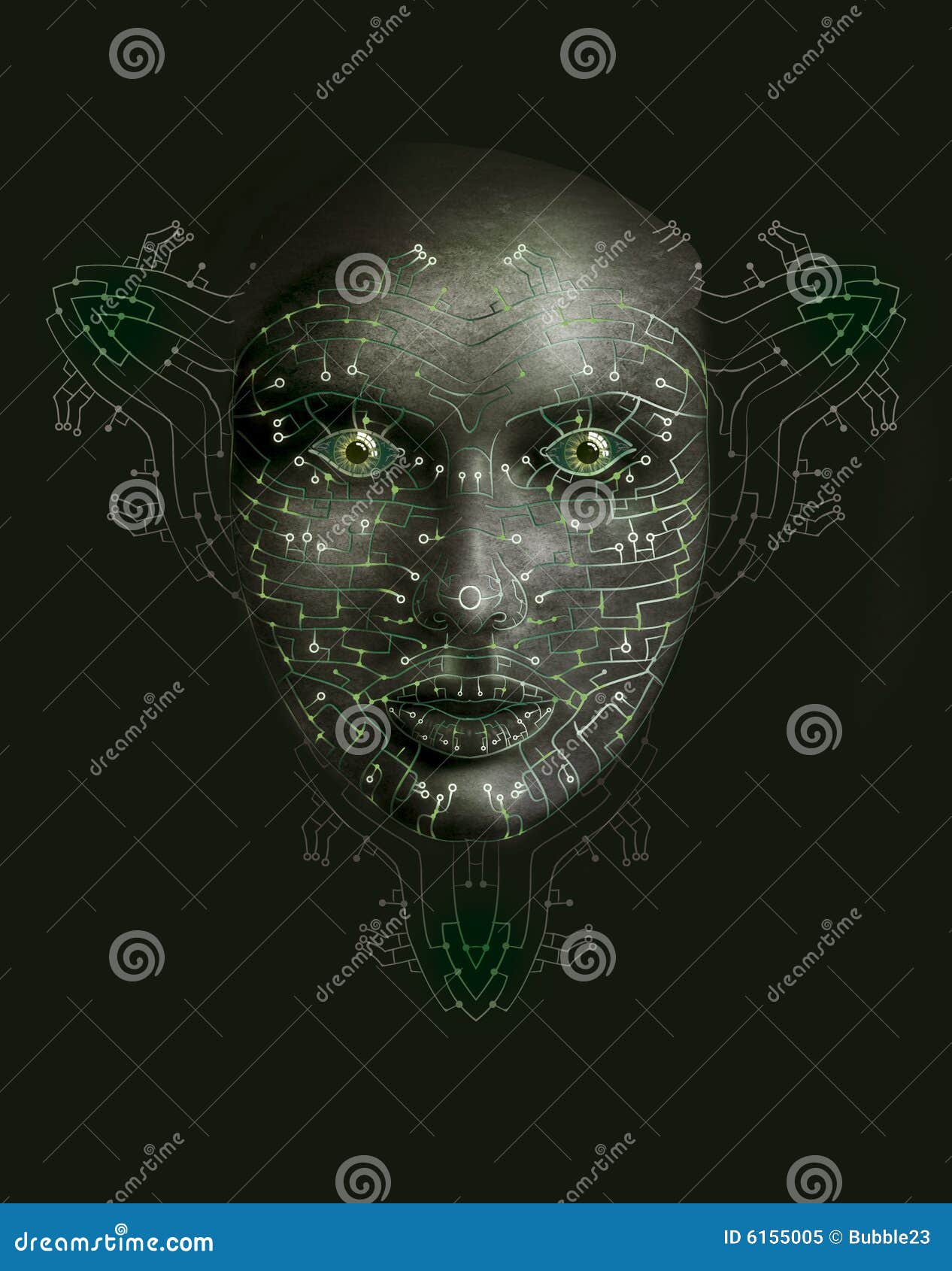 Cybernetic Woman Face Stock Illustration | CartoonDealer.com #6155005